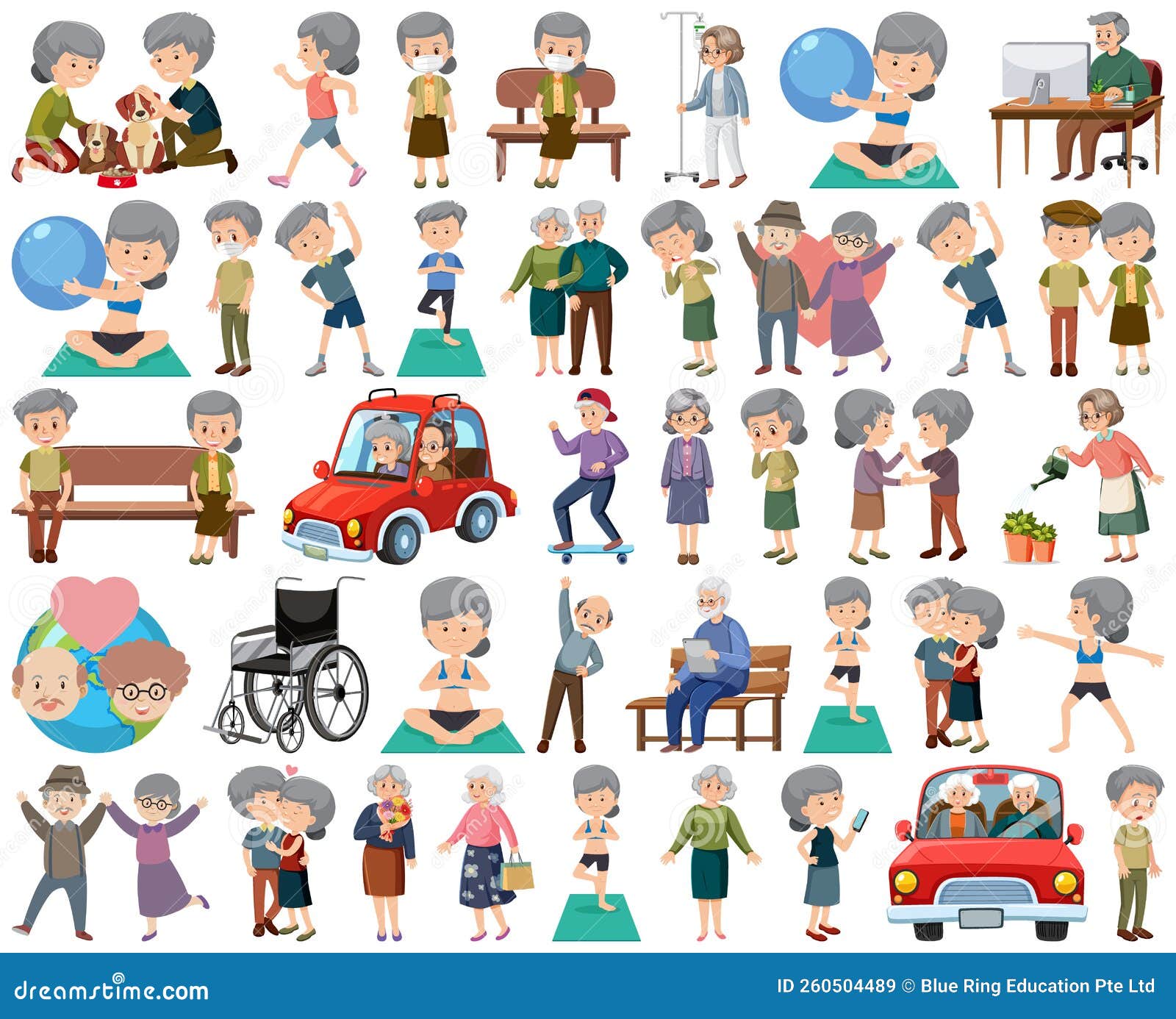 Collection of Elderly People Icons Stock Vector - Illustration of ...
