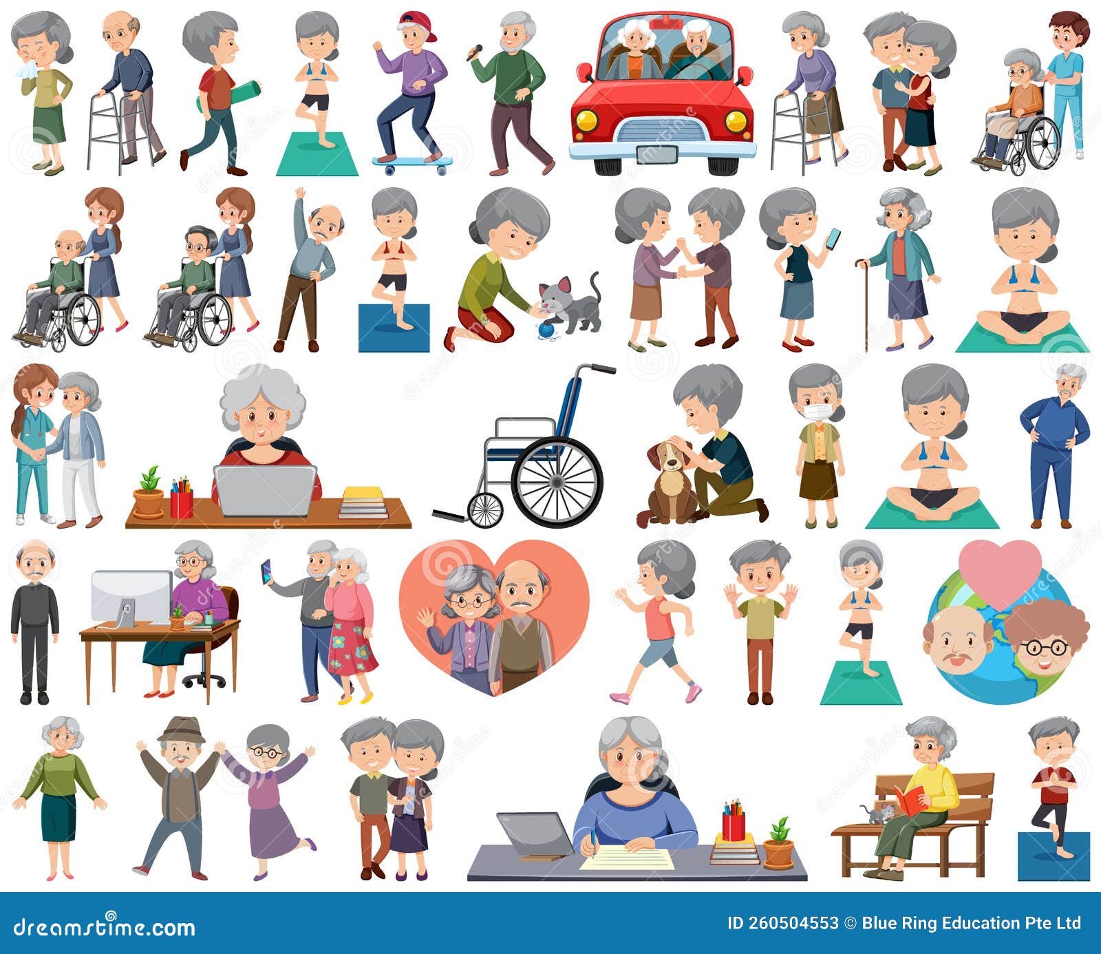 Collection of Elderly People Icons Stock Vector - Illustration of ...