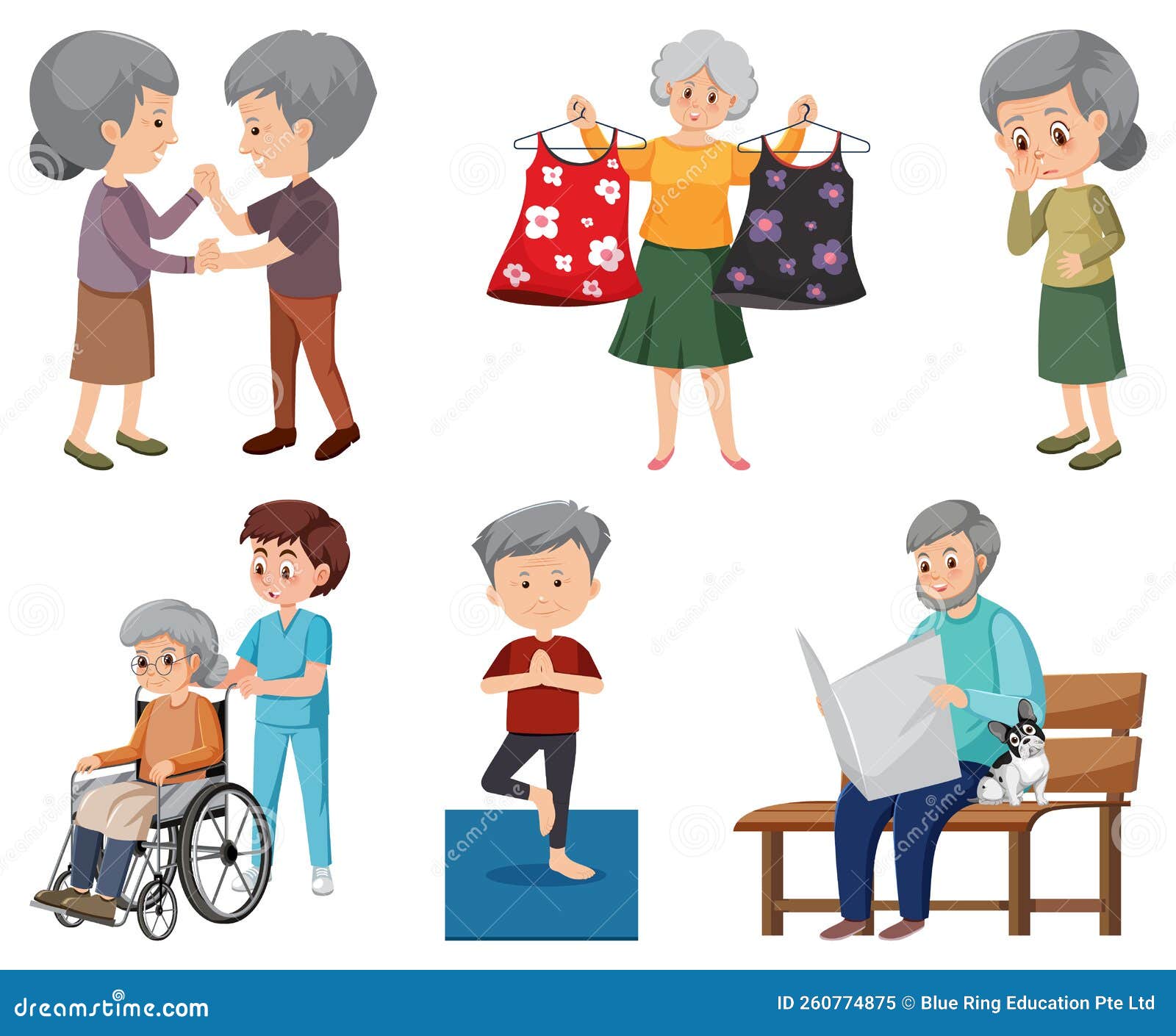 Collection of Elderly People Icons Stock Vector - Illustration of ...