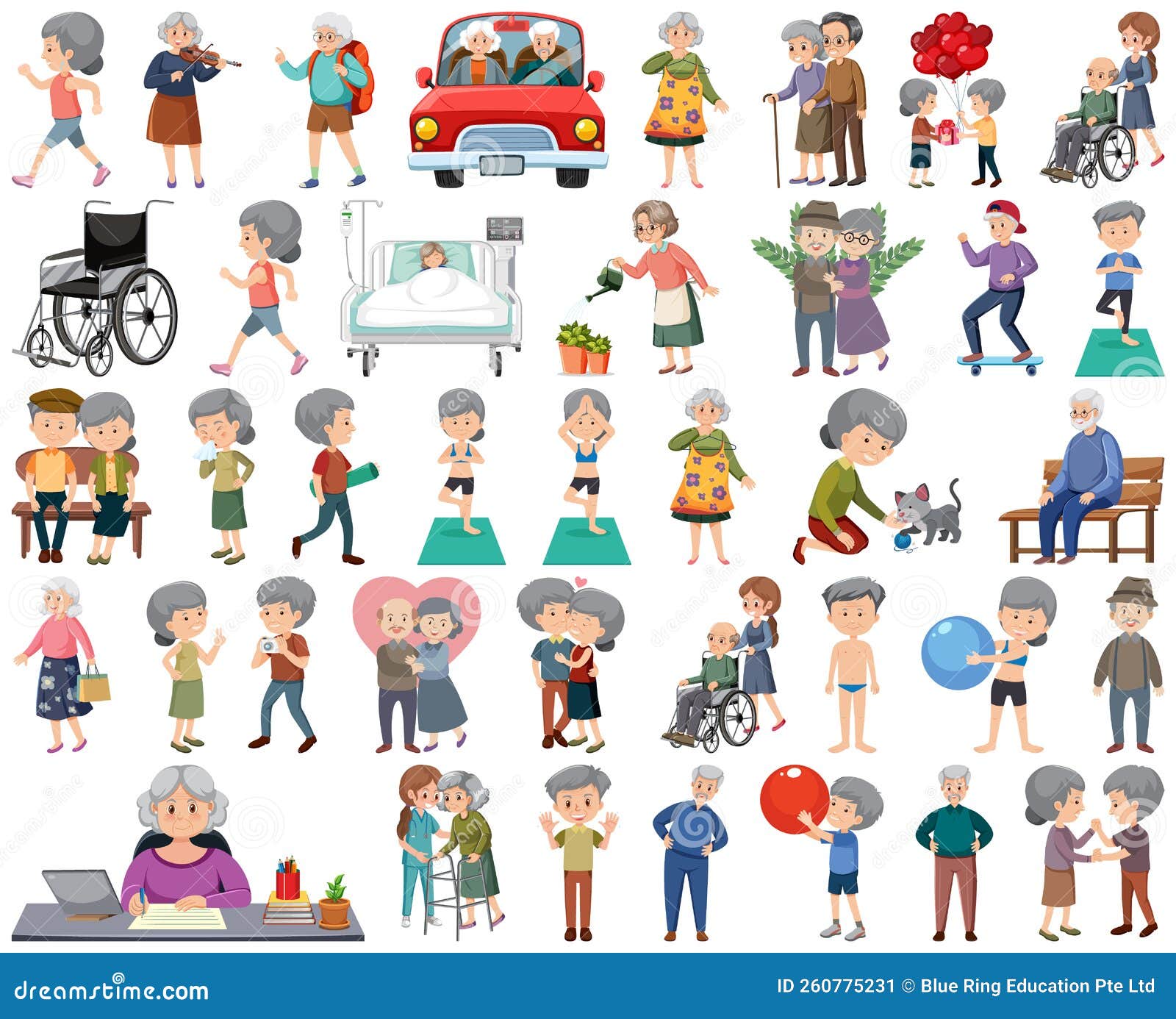 Collection of Elderly People Icons Stock Vector - Illustration of ...