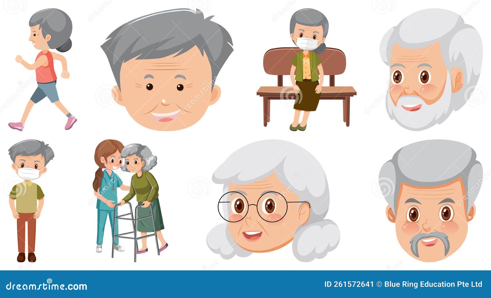 Collection of Elderly People Icons Stock Vector - Illustration of clip ...