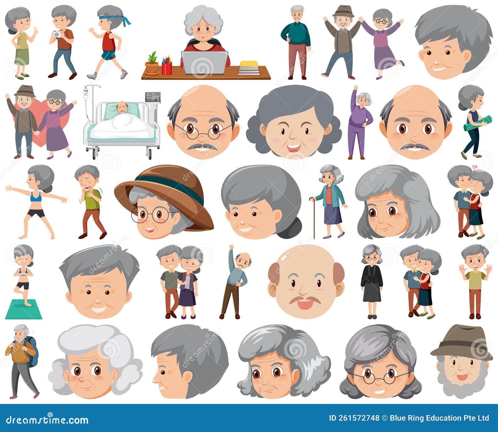 Collection of Elderly People Icons Stock Vector - Illustration of icon ...