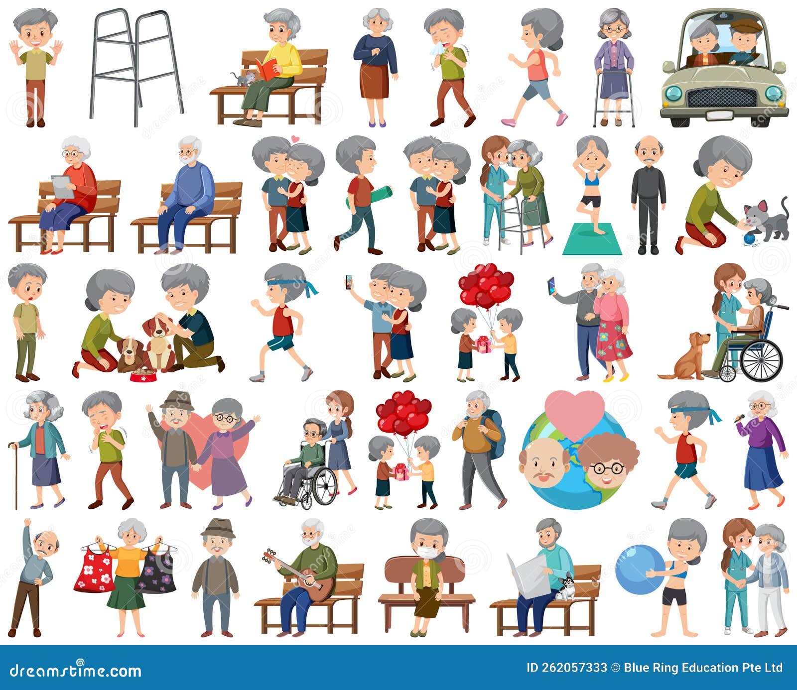 Collection of Elderly People Icons Stock Vector - Illustration of ...
