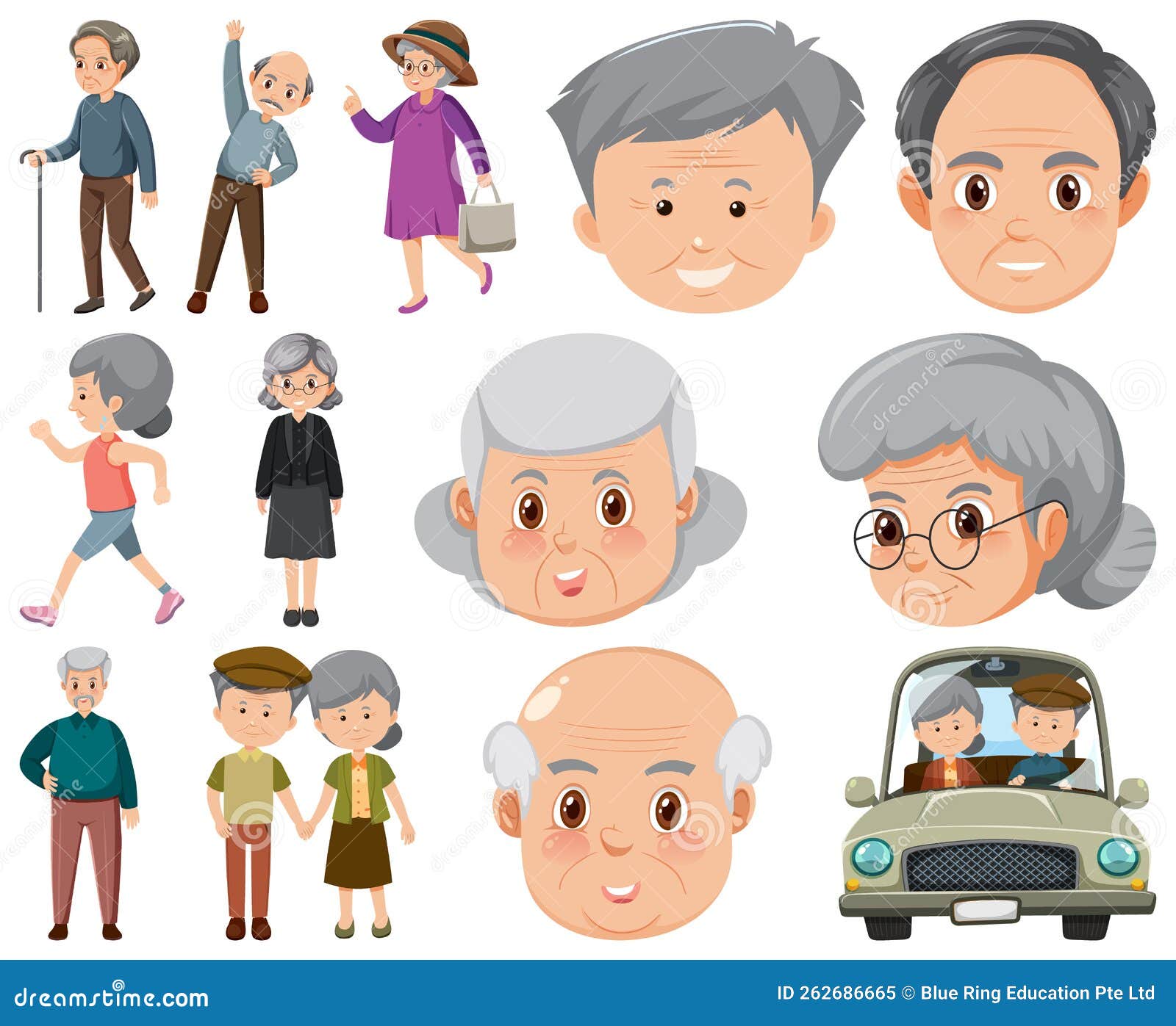 Collection of Elderly People Icons Stock Vector - Illustration of mouth ...