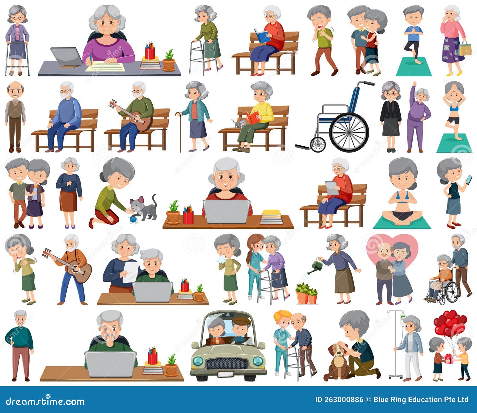 Collection of Elderly People Icons Stock Vector - Illustration of ...