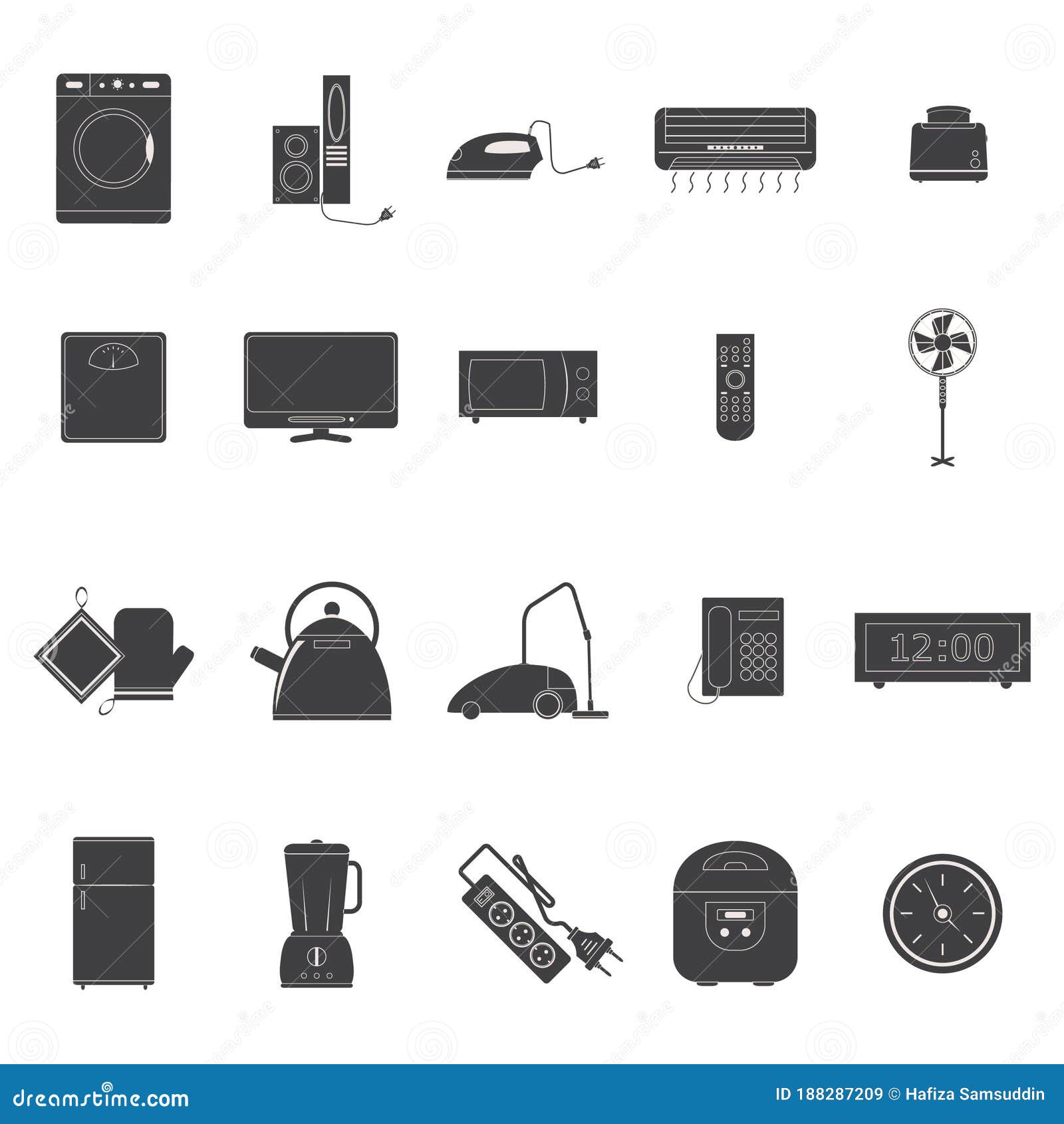 Collection of Electronic Appliances. Vector Illustration Decorative ...