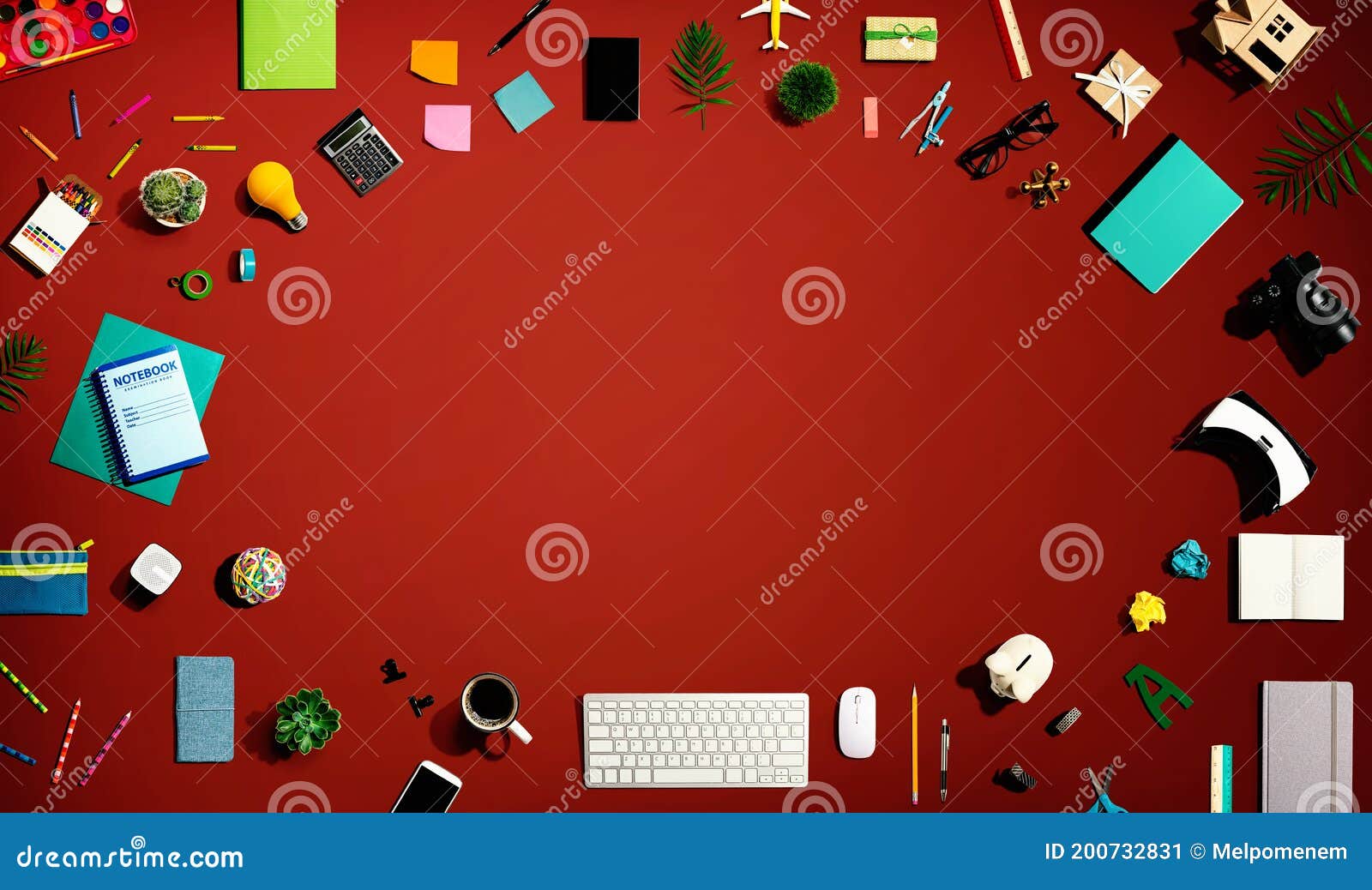 Collection of Electronic Gadgets and Office Supplies Stock Image ...