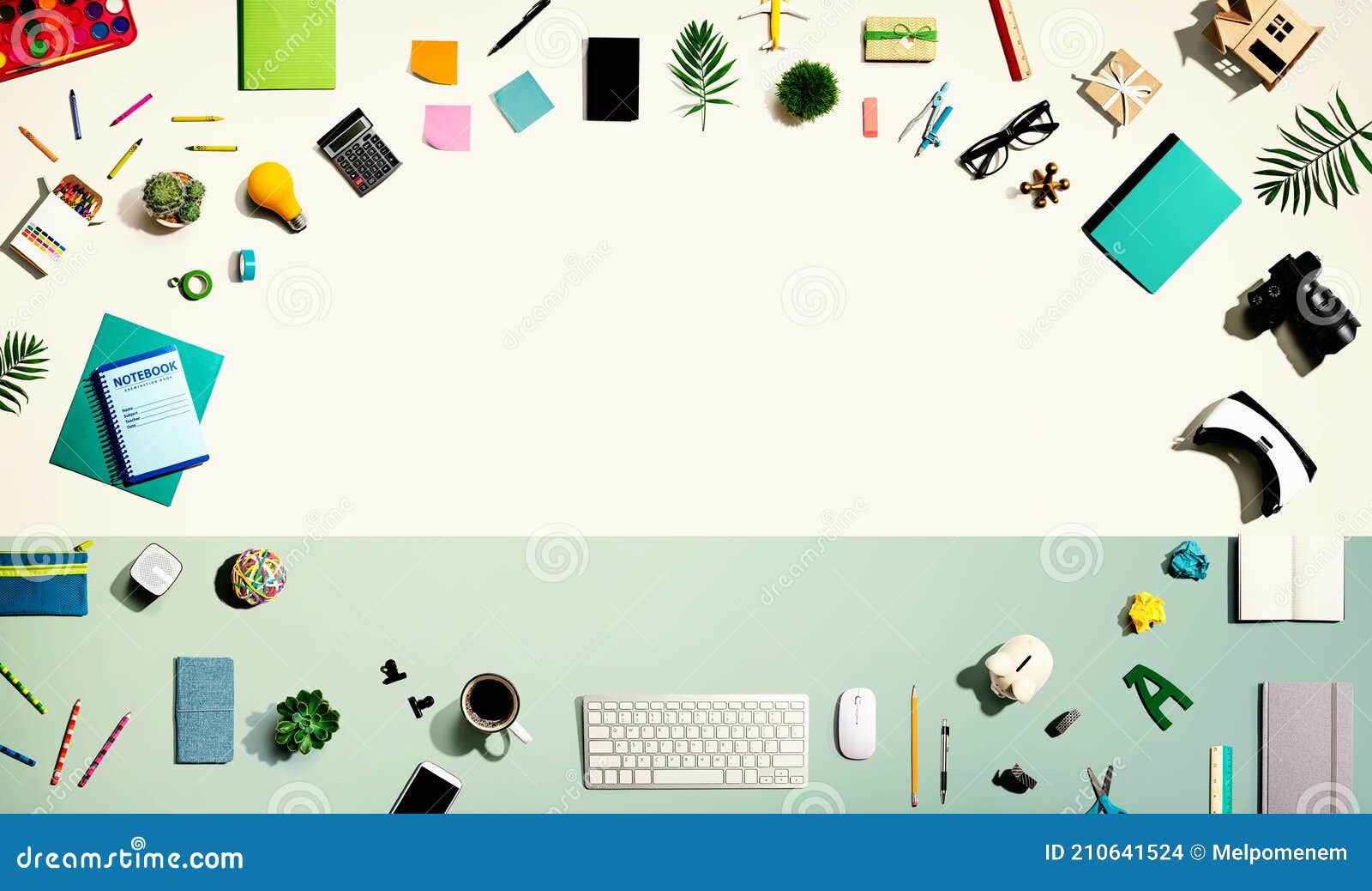 Collection of Electronic Gadgets and Office Supplies Stock Photo ...