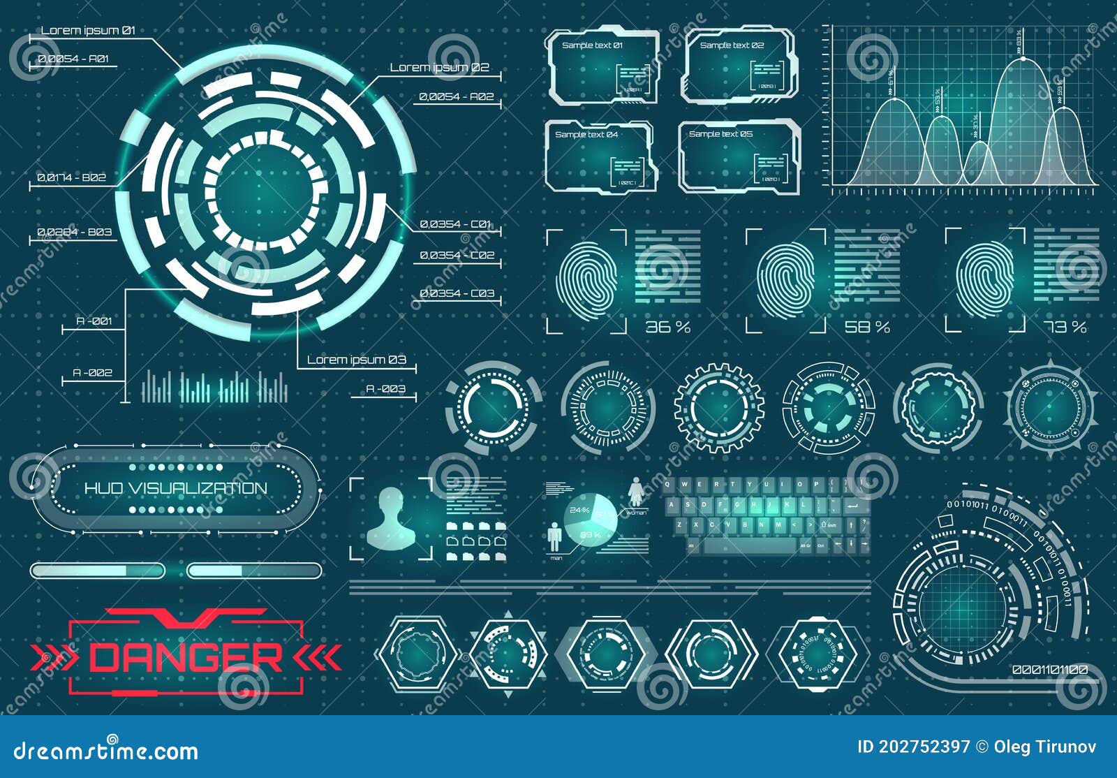 Collection Elements for Futuristic Design. Interactive Interface ...