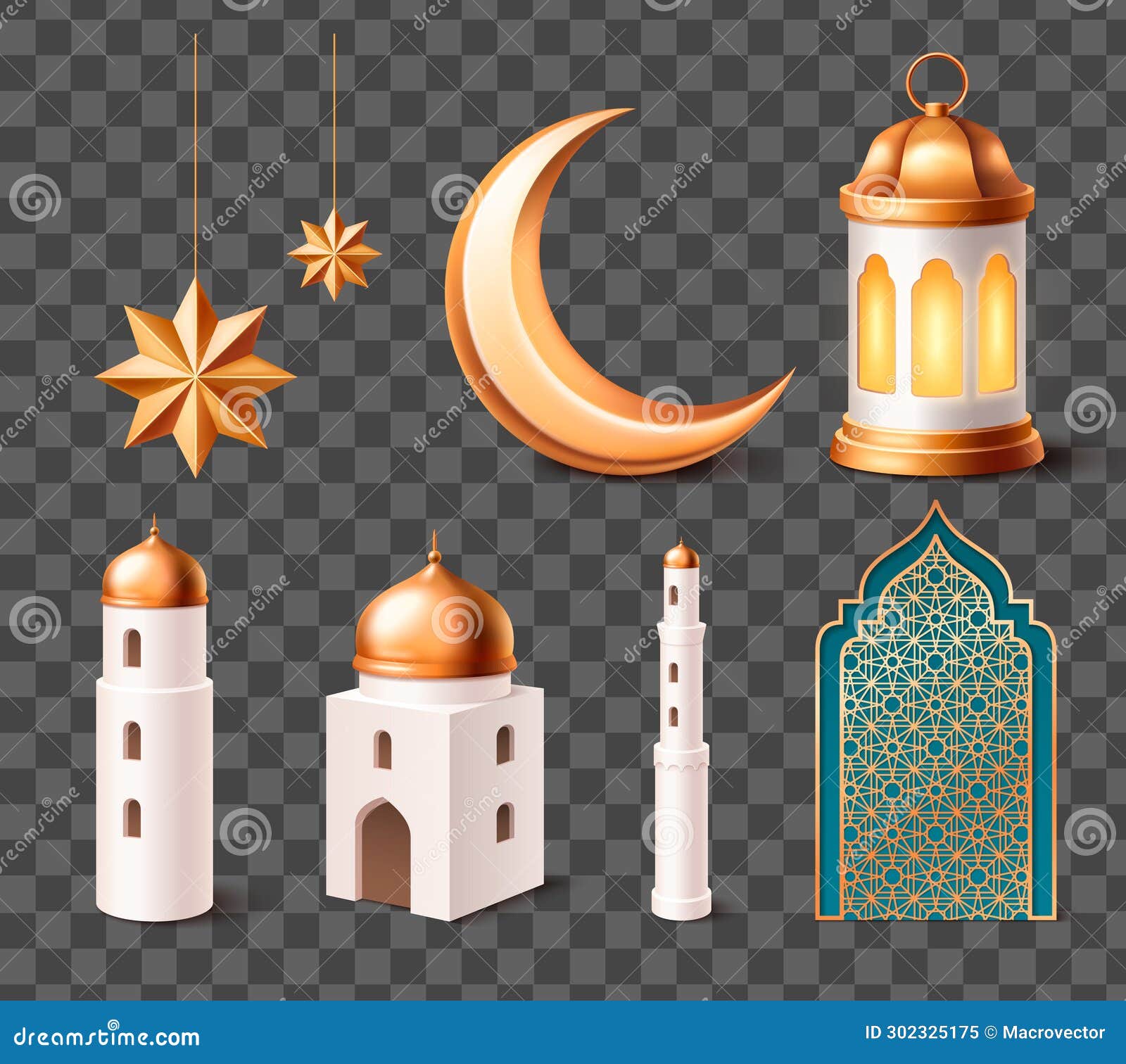 Ramadan Elements in Realistic Style Stock Illustration - Illustration ...