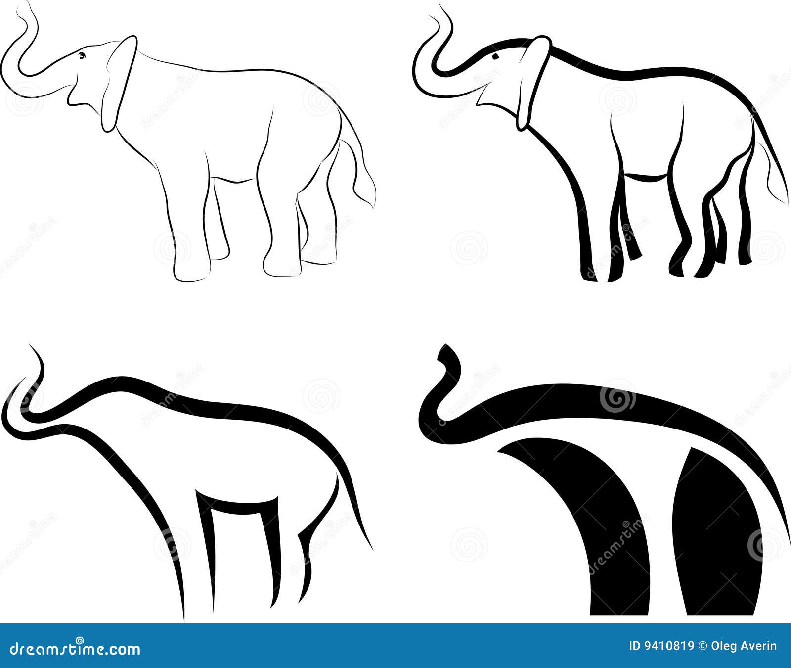 Collection of Elephants Symbols Stock Vector - Illustration of tail ...