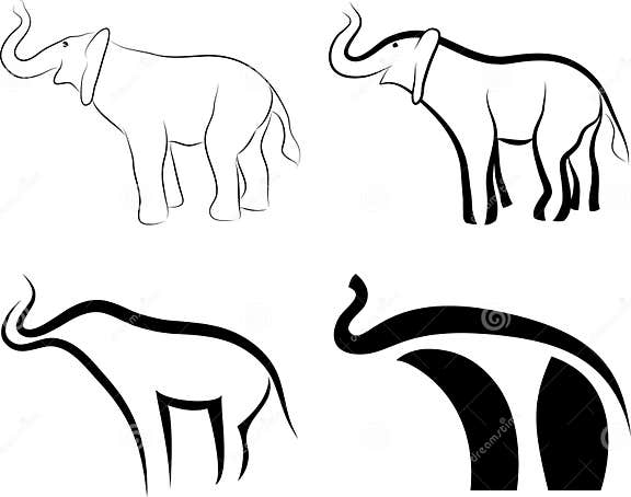 Collection of Elephants Symbols Stock Vector - Illustration of tail ...
