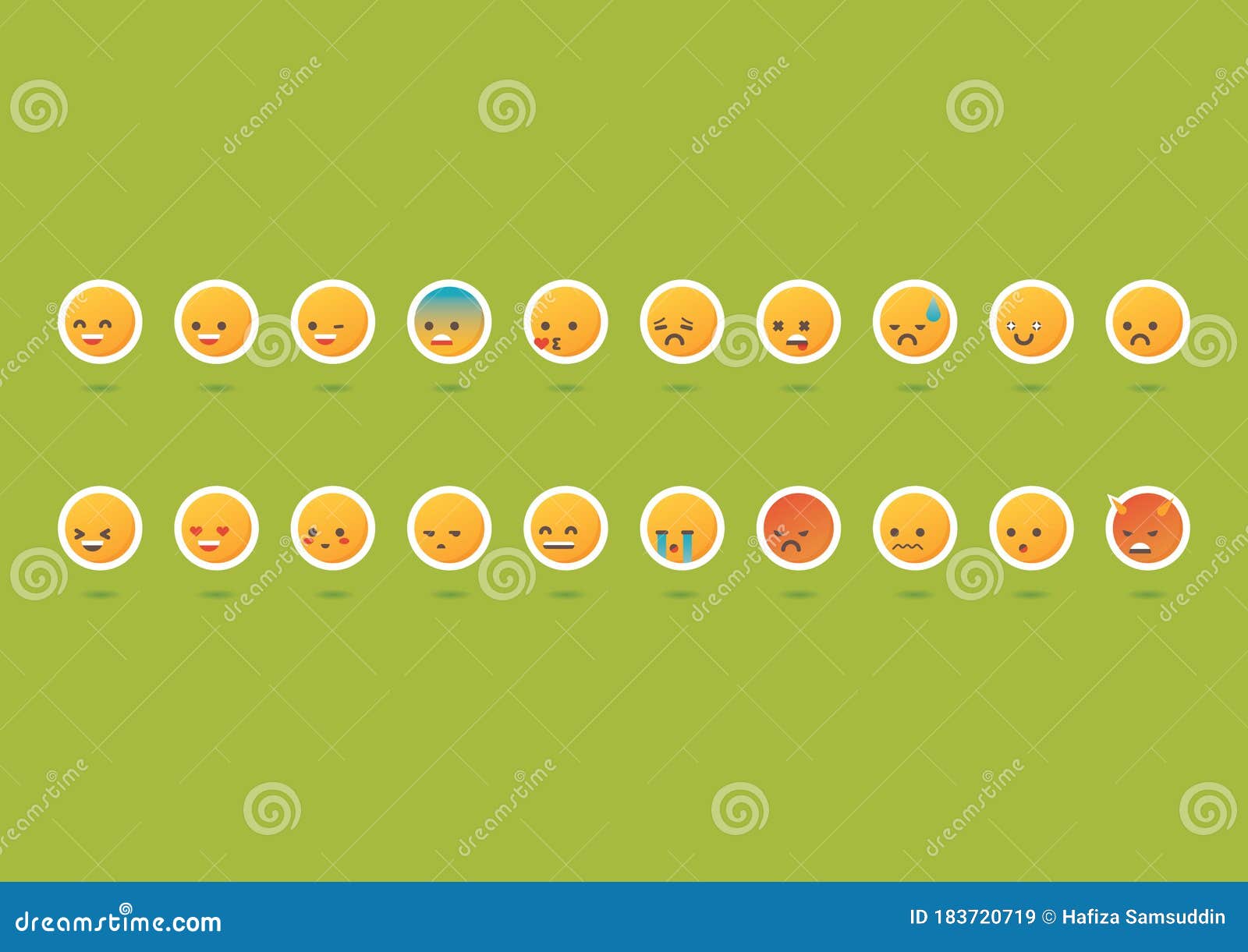 Collection of Emoticons. Vector Illustration Decorative Background ...
