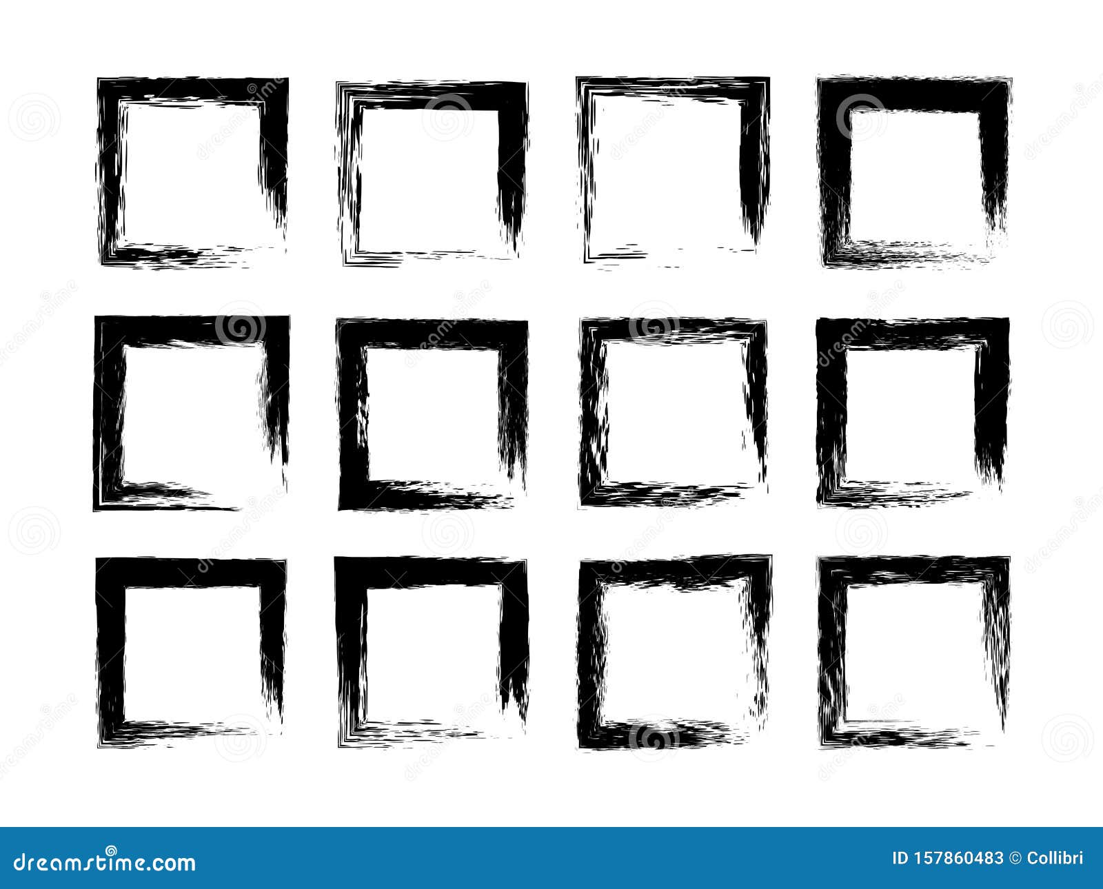 Vignette Rectangle Frame With Hearts. Vector EPS Template. Ornate ...