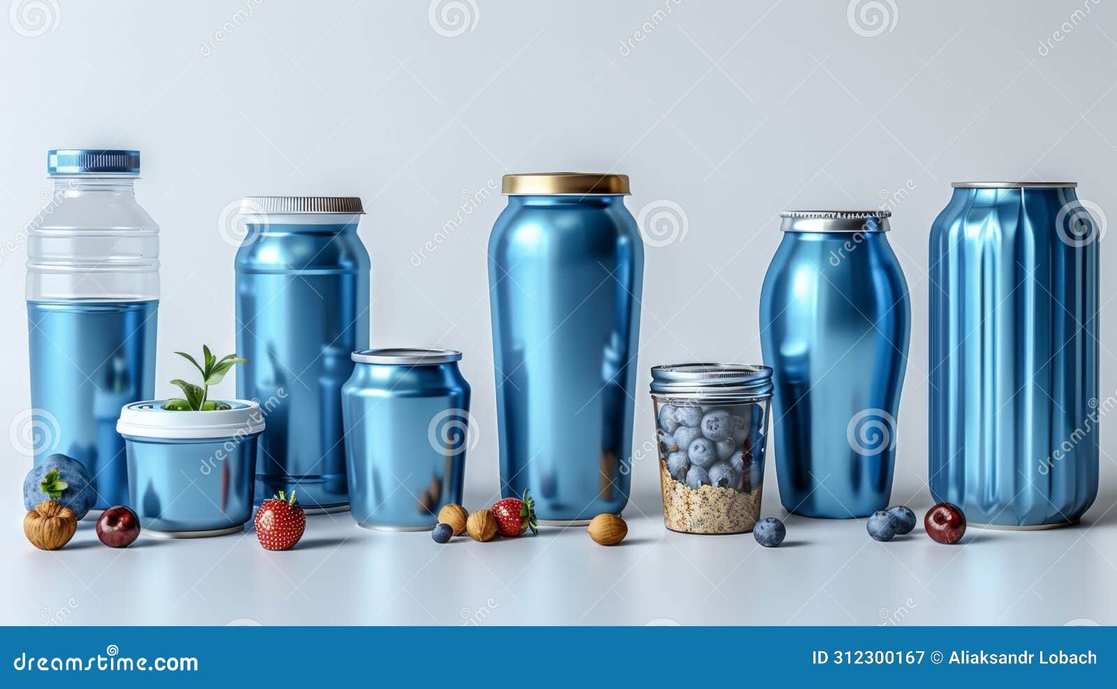 A Collection of Empty Blue Packages of Various Products on a Light ...