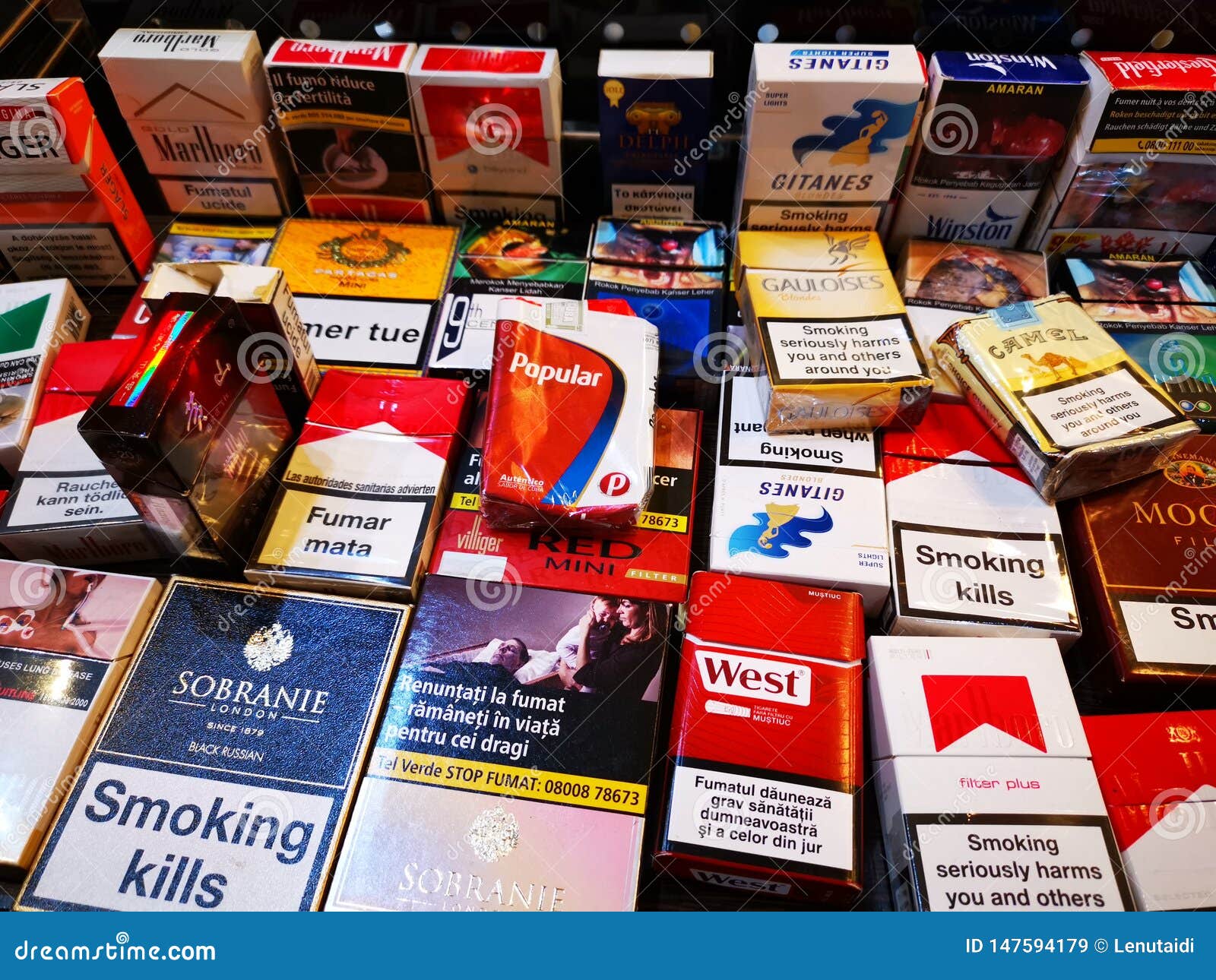 Collection of Empty Cigarette Packs Editorial Stock Image - Image of ...