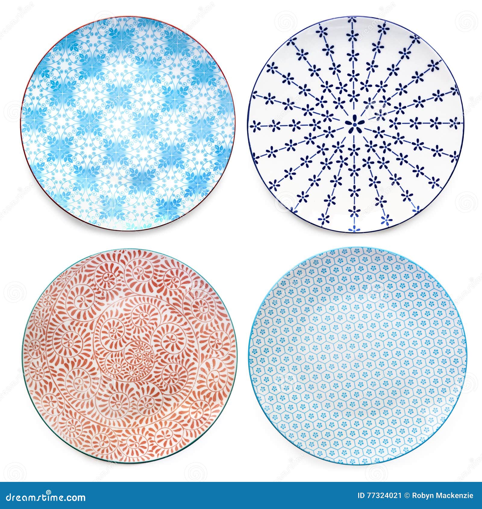 Collection of Empty Colorful Plates Top View Isolated Stock Image ...