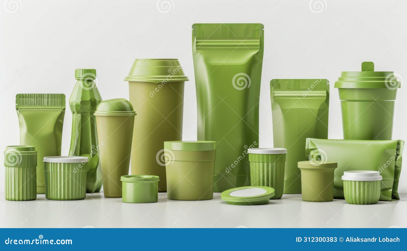 A Collection of Empty Green Packages of Various Products on a Light ...