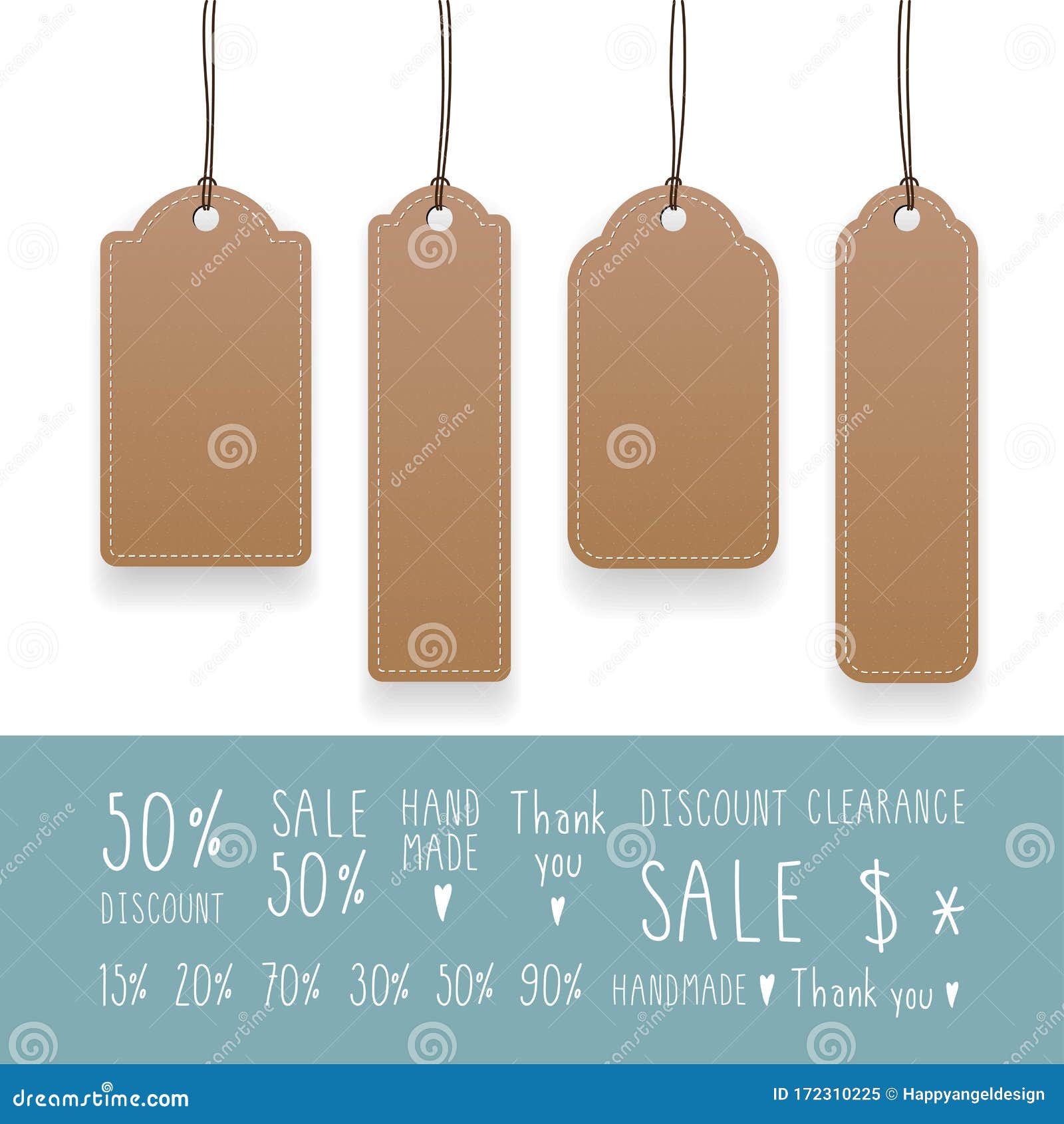 Collection of Empty Hanging Tags with Rope. Kraft Paper Labels Stock ...