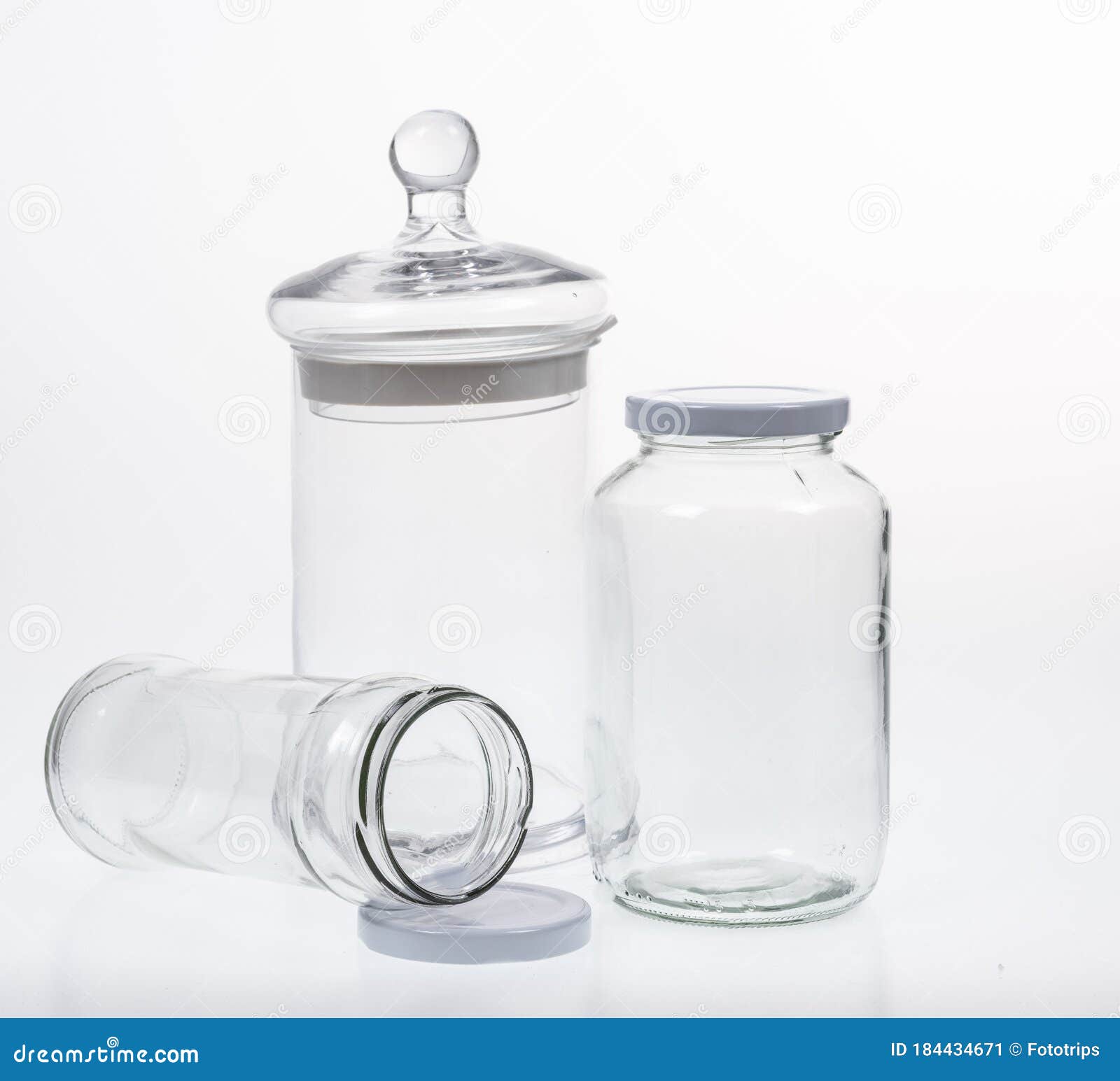 Collection of Empty Jars on White Background with Clipping Pat Stock ...
