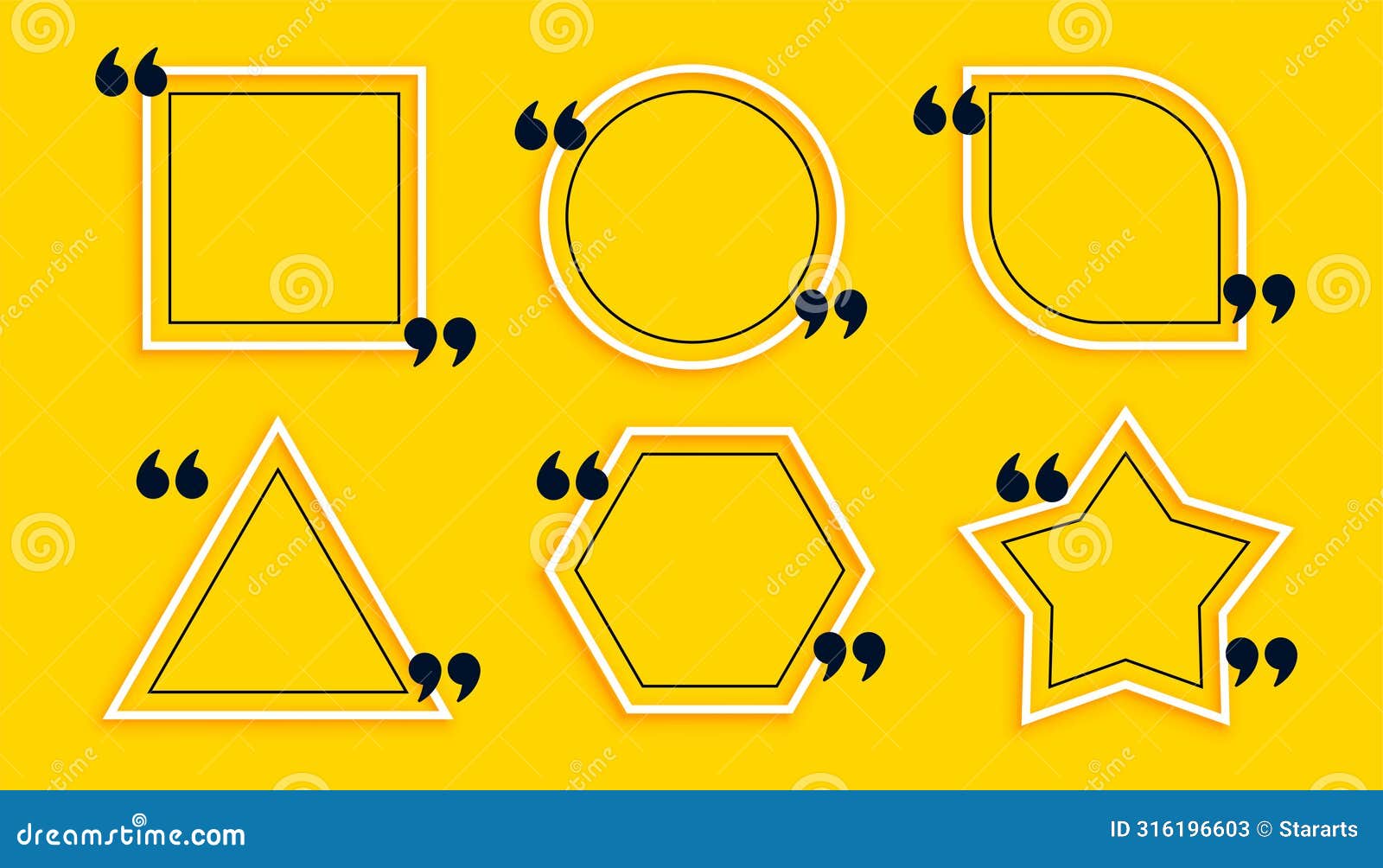 Empty Quotation Banner With Citation Marks Blank Note Vector ...