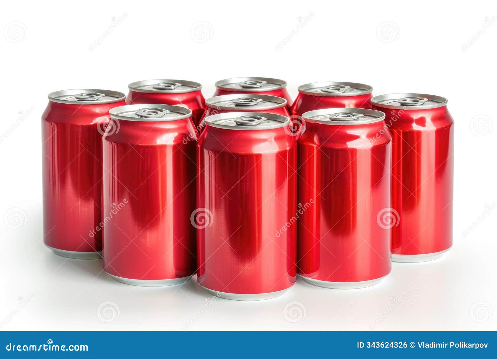 A Collection of Empty Red Soda Cans Stacked Next To Each Other Stock ...