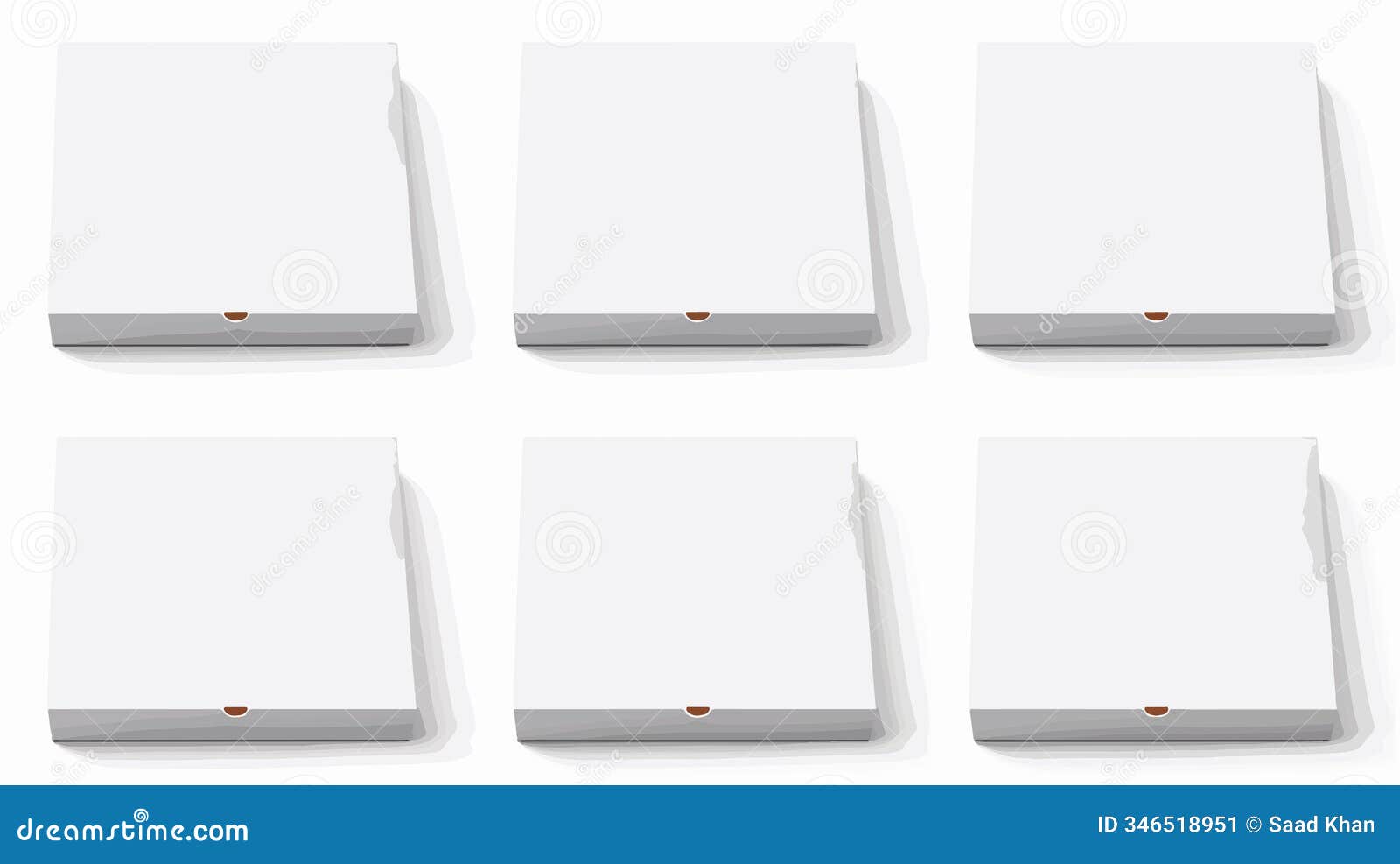 Collection of Empty White Pizza Boxes Shown in Various Angles Stock ...