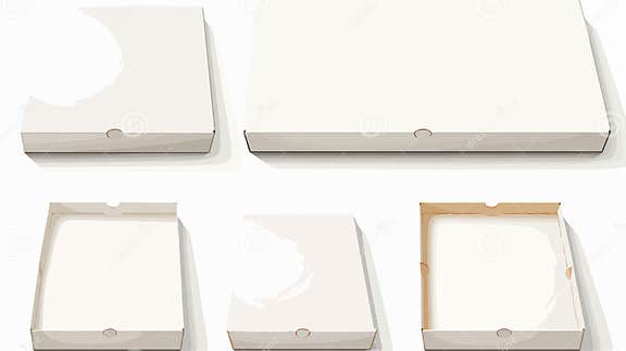 Collection of Empty White Pizza Boxes Shown in Various Angles Stock ...