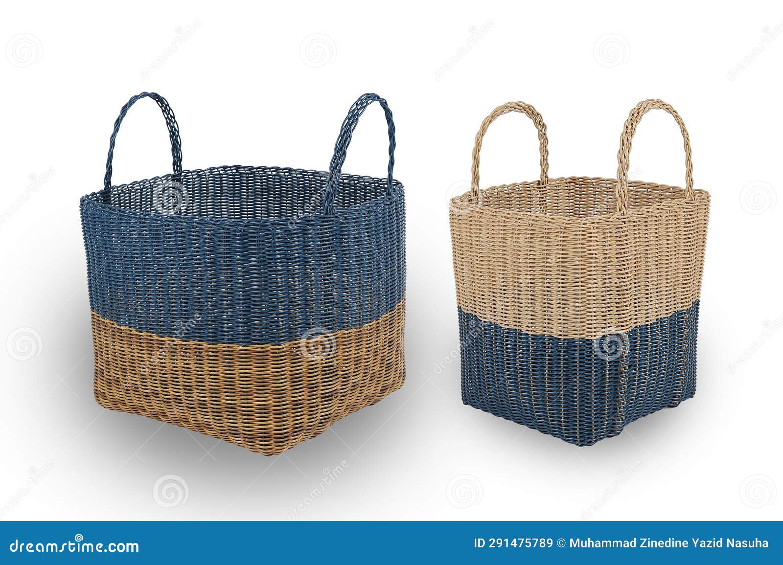 Collection of Empty Wicker Baskets Isolated on White Background ...