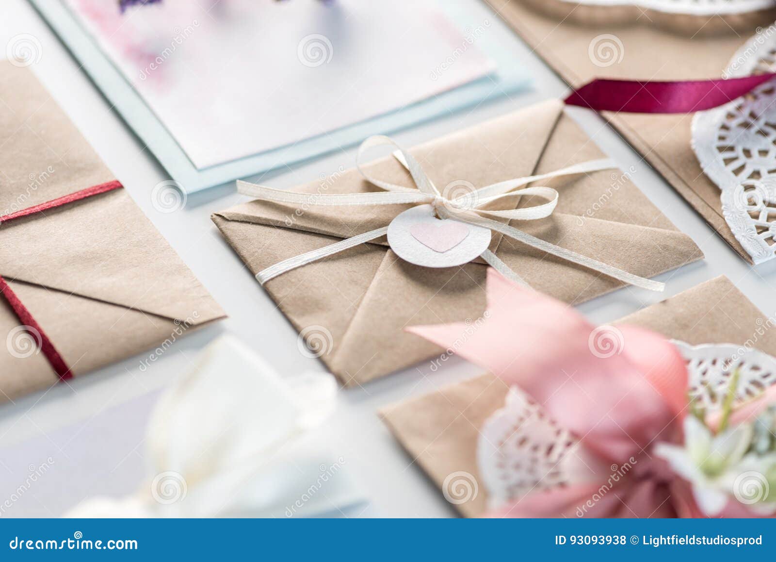 Collection of Envelopes or Invitations Isolated on White Stock Photo ...