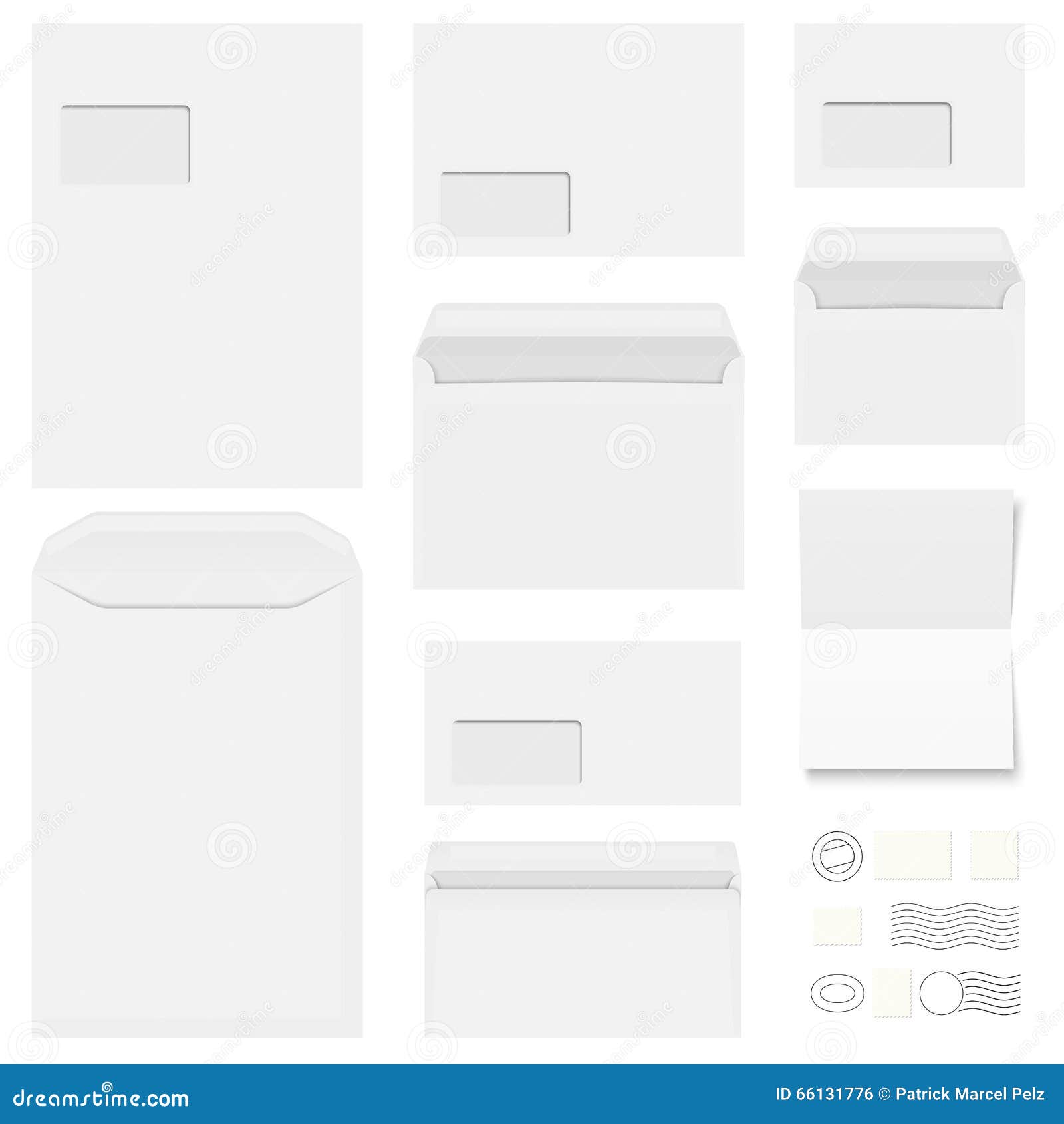 Collection Envelopes, Stationery and Postmarks Stock Vector ...