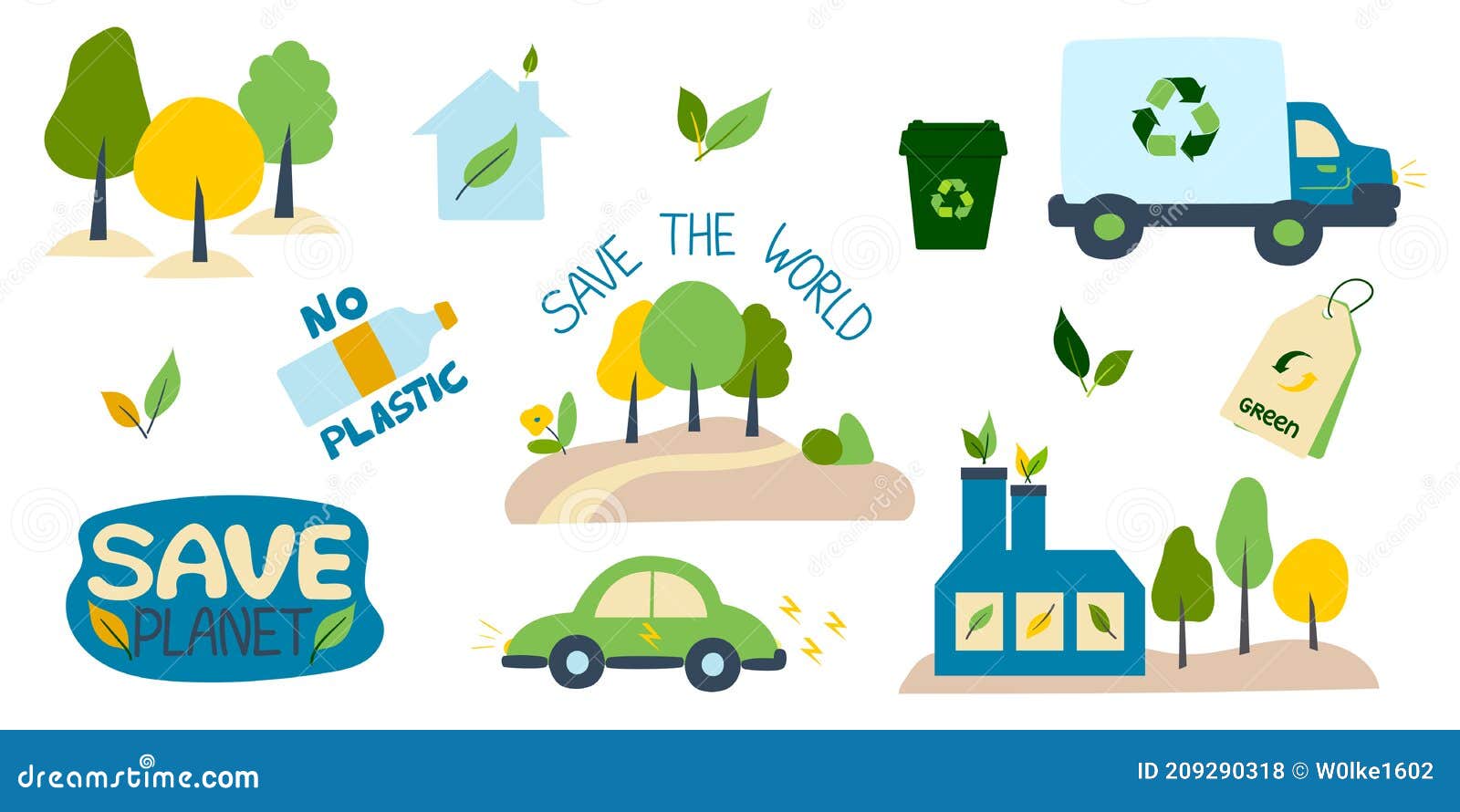 Collection of Environmental Illustrations with Slogans-zero Waste ...