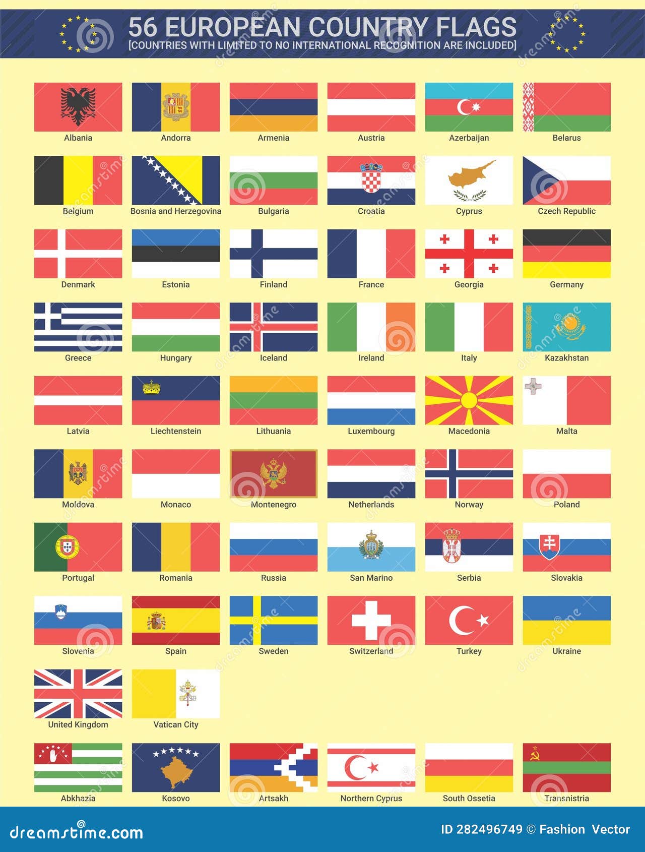 Collection-of 56 European-country-flags in Color Design Vector Stock ...