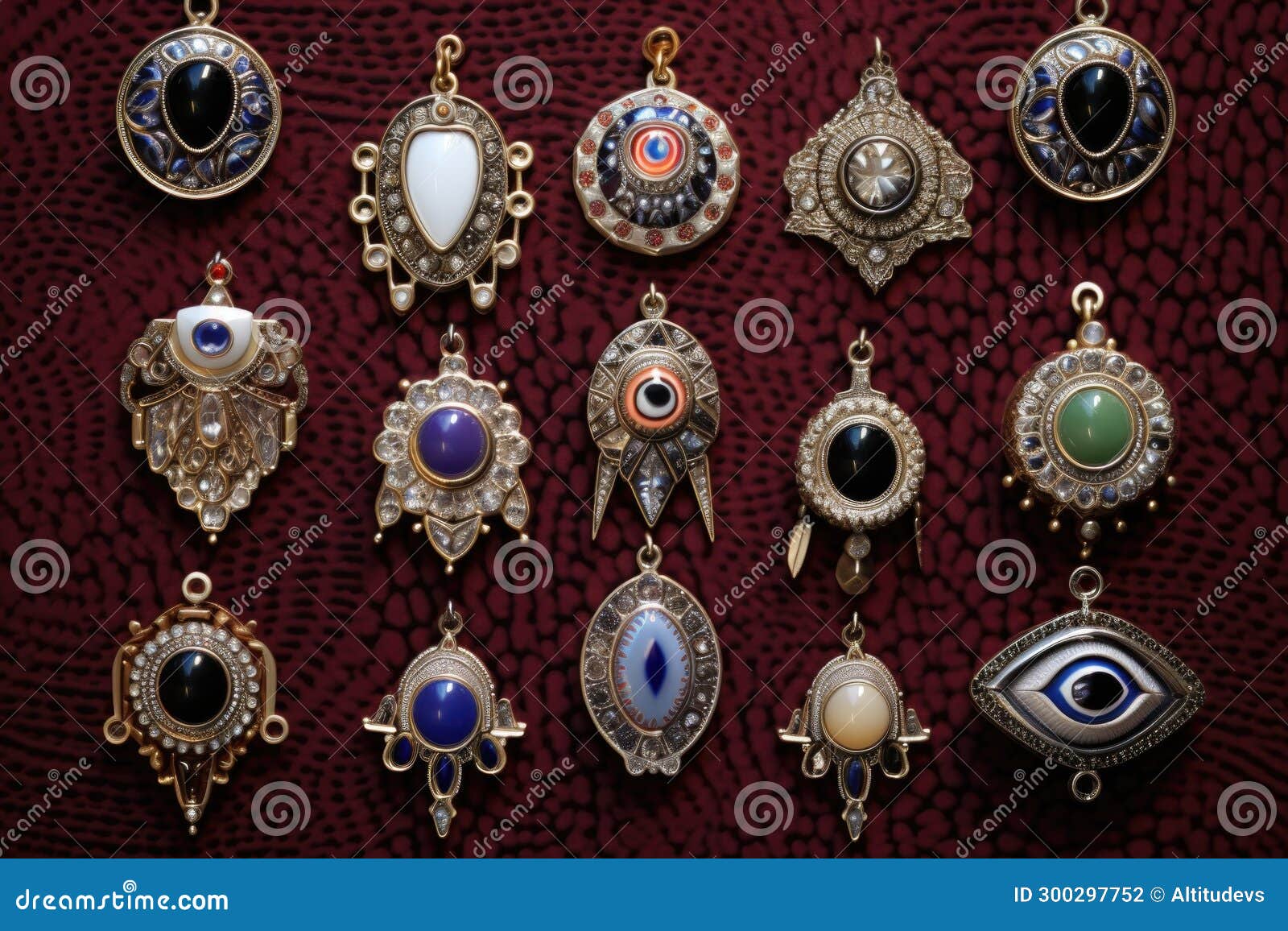 A Collection of Evil Eye Amulets in Various Colors and Sizes on a Vivid ...