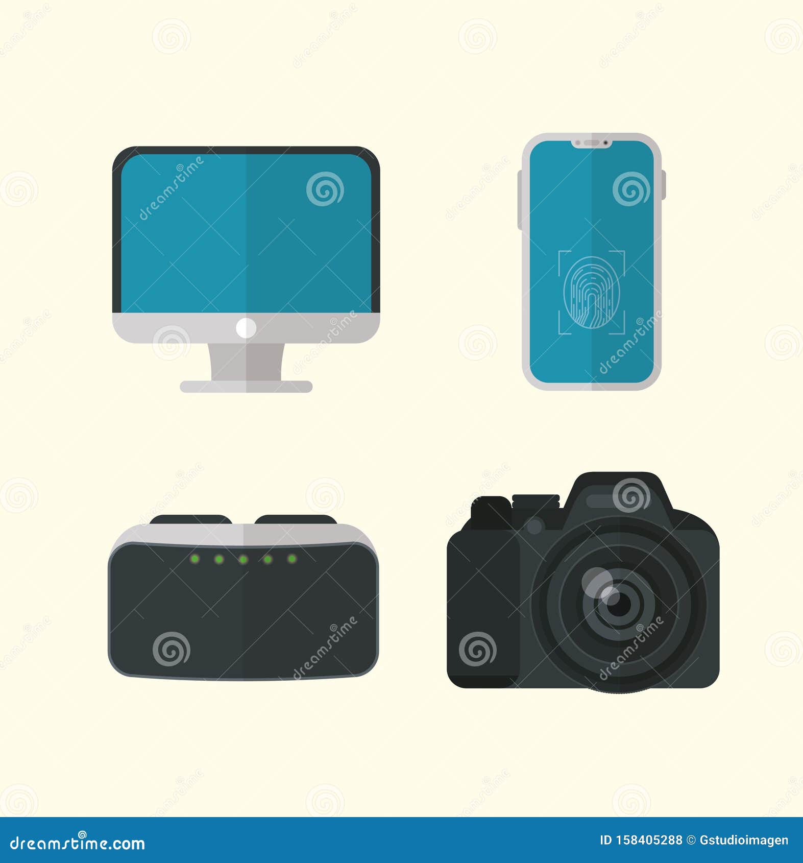Flat Design Gadgets Technology Icons Stock Illustration - Illustration ...