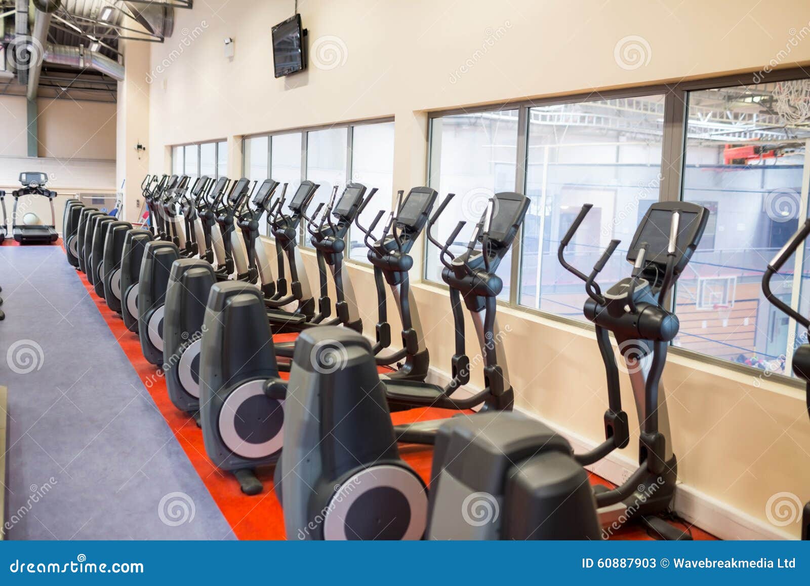 Collection of Exercise Bikes in a Row Stock Image - Image of studio ...