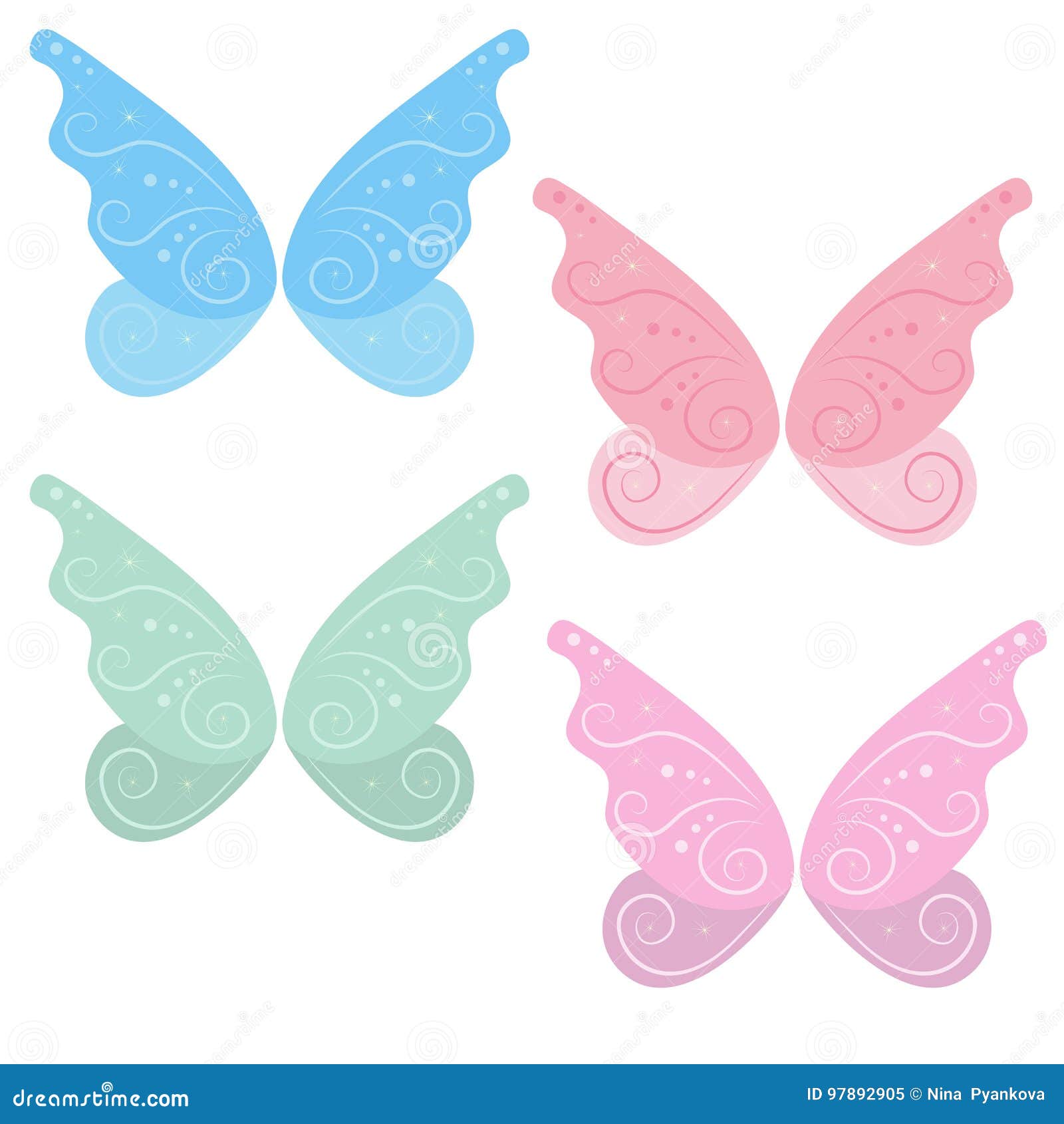 Collection of fairy wings stock vector. Illustration of colorful - 97892905