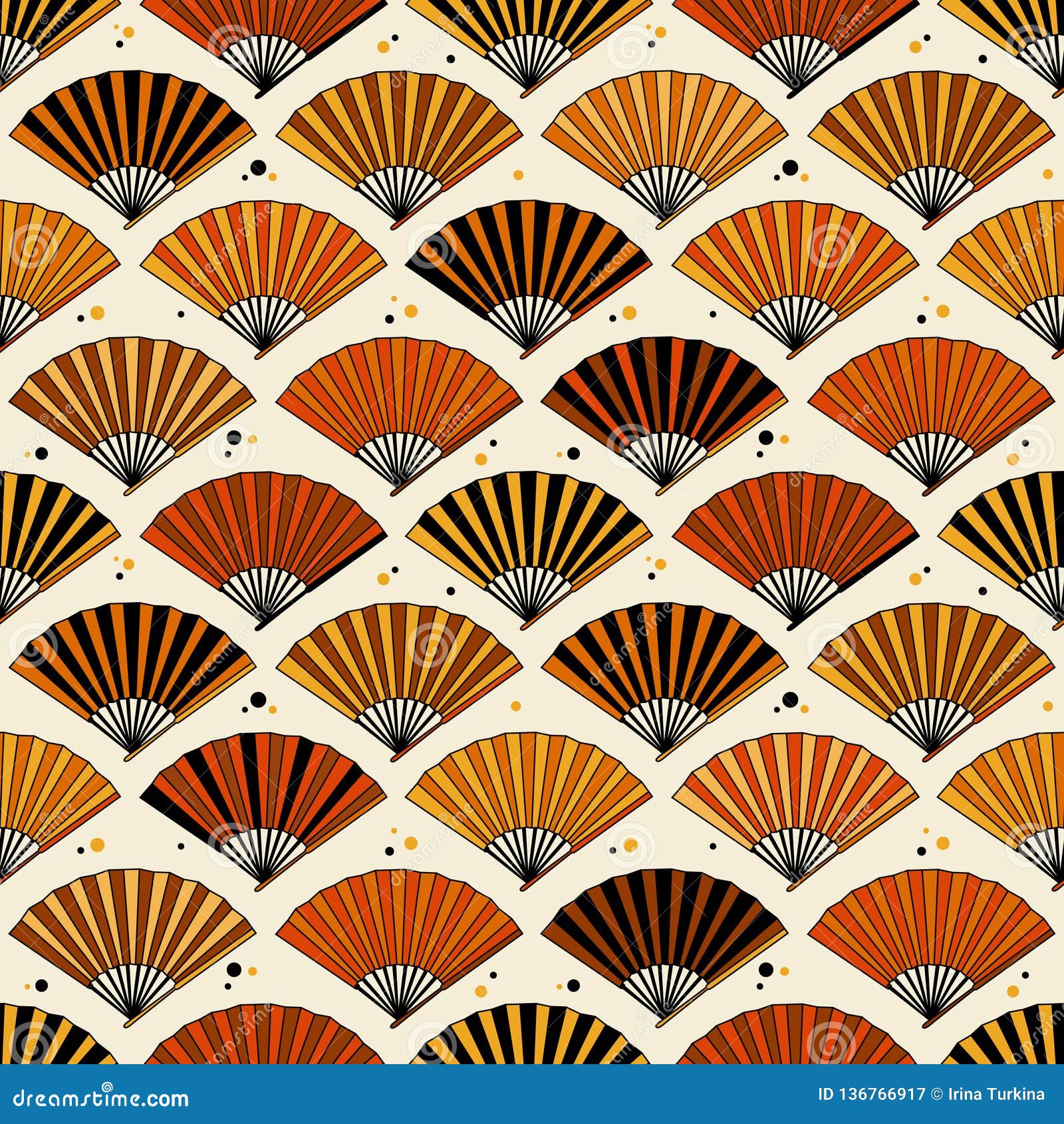 Collection of Fans, Colorful Seamless Pattern Stock Vector ...