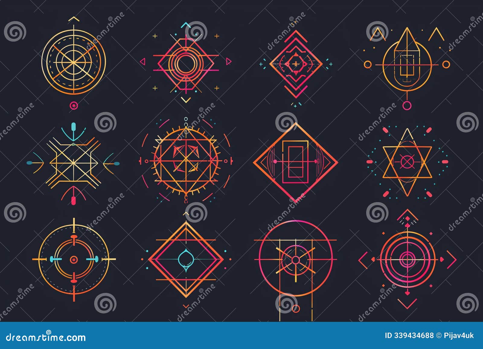 Geometric Icon Symbol Set for Patterns, Logos, and Decorative Outlines ...