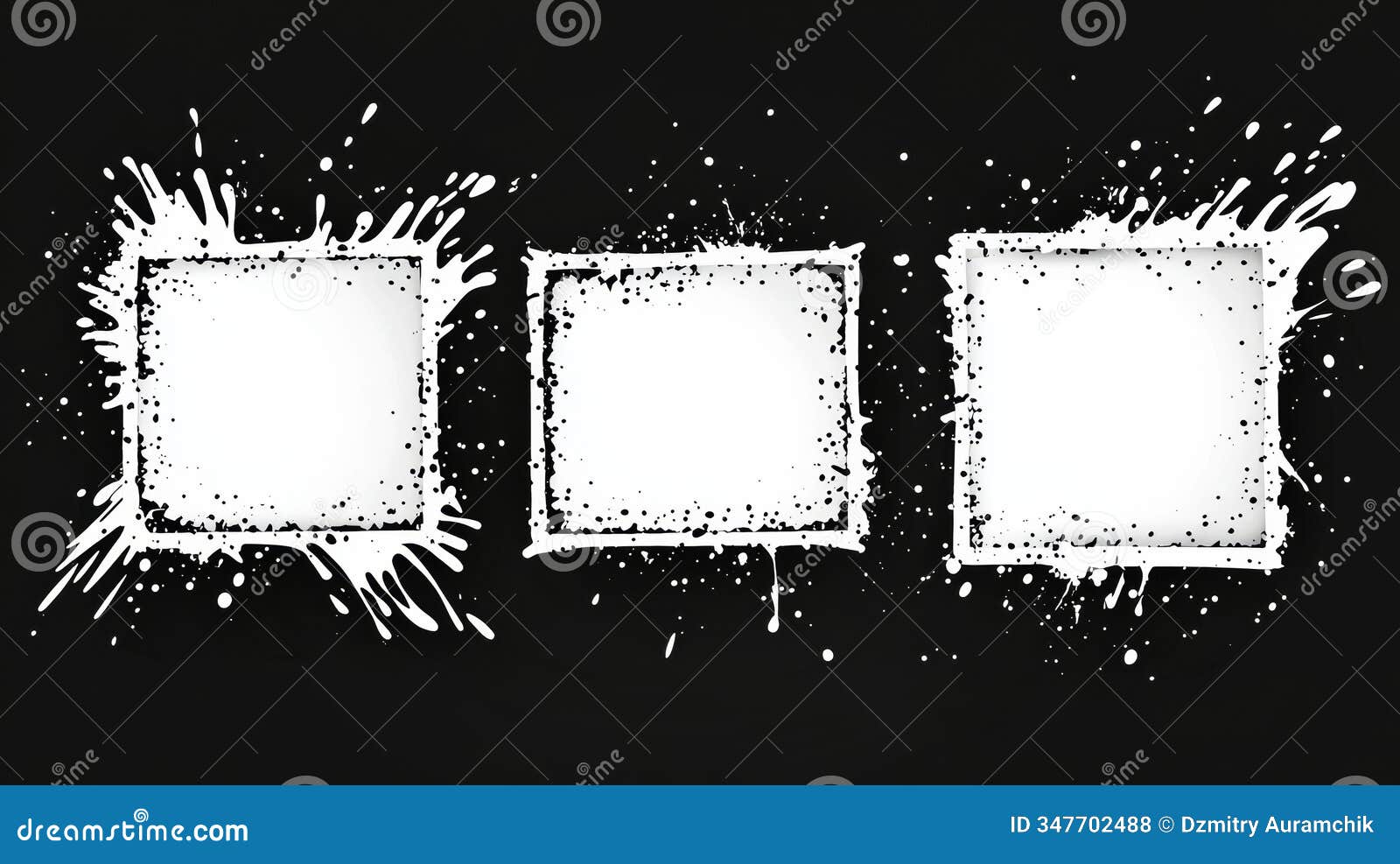 Spray Stencil Frames. Realistic Graffiti Borders With Splatter Effect ...