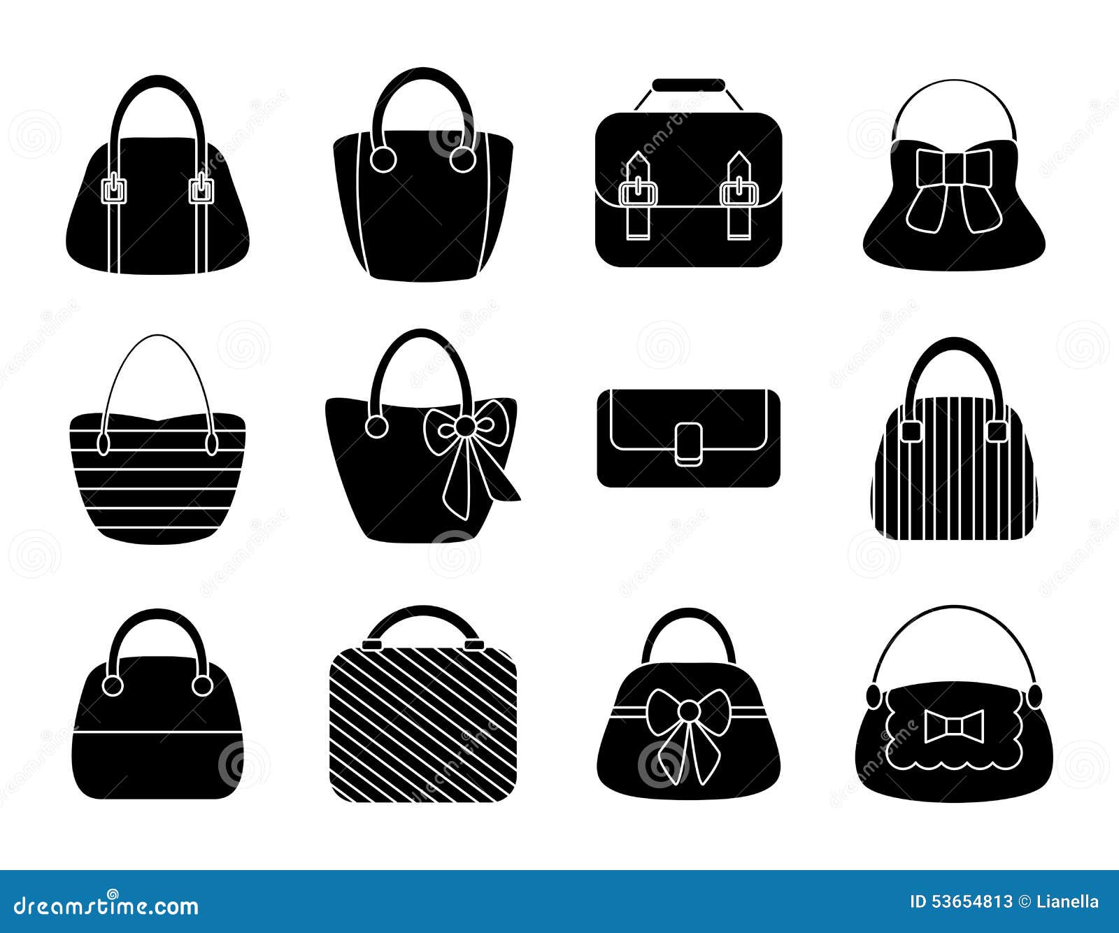Collection of Female Bags stock vector. Illustration of fashion - 53654813