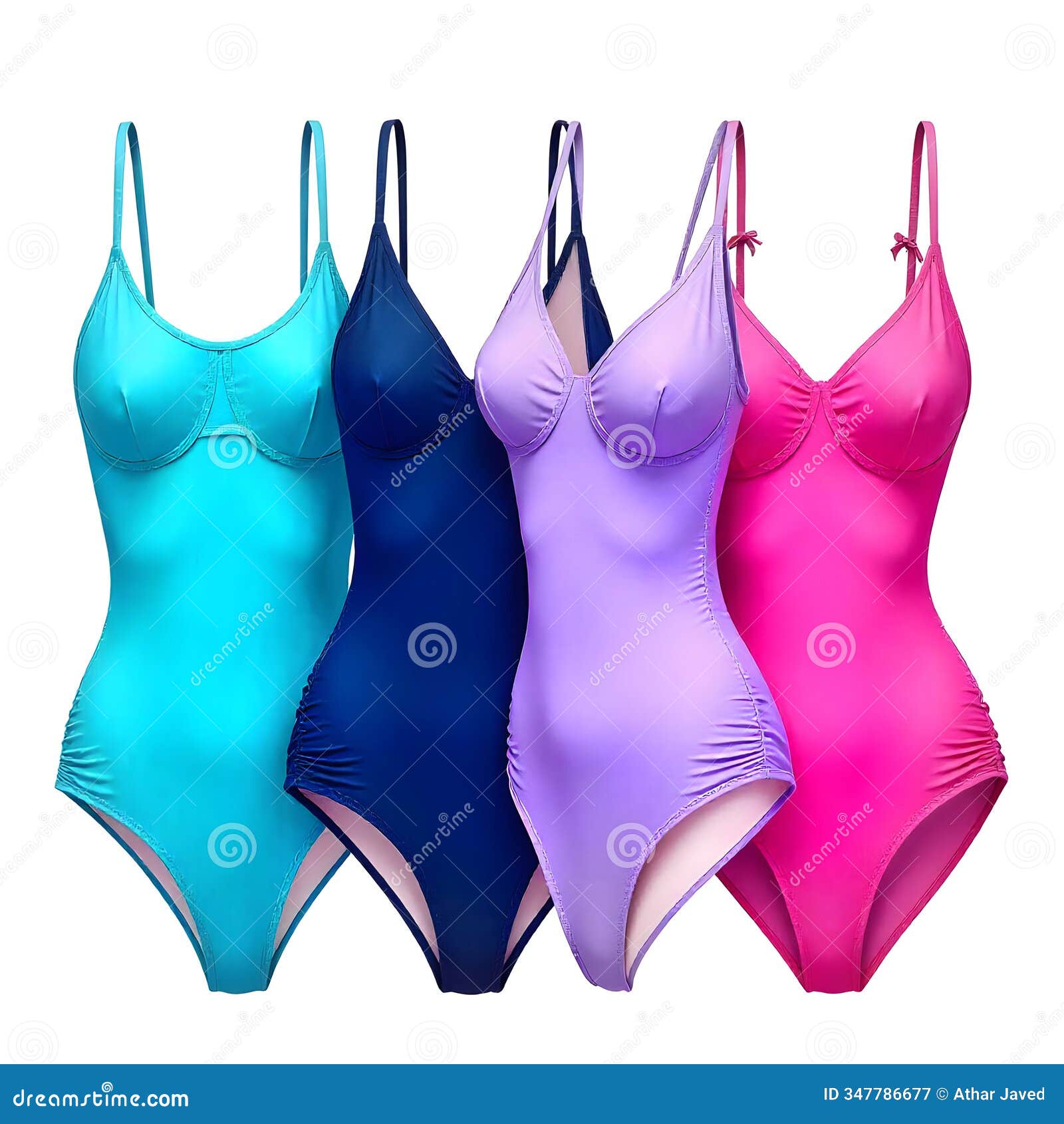 Collection of Female Solid Swimsuits Realistic Color Set Isolated at ...