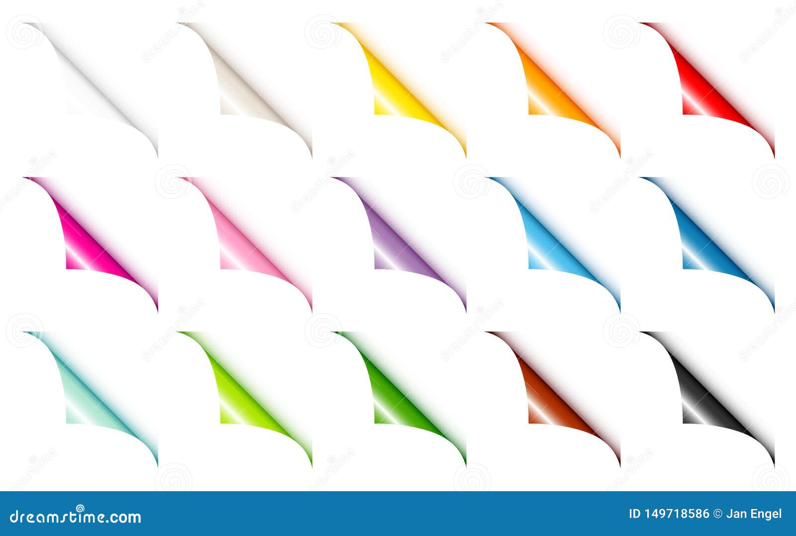 Collection of Fifteen Web Corners White Background Color Angled Right ... Collection of Fifteen Web Corners White Background Color Angled Right ...