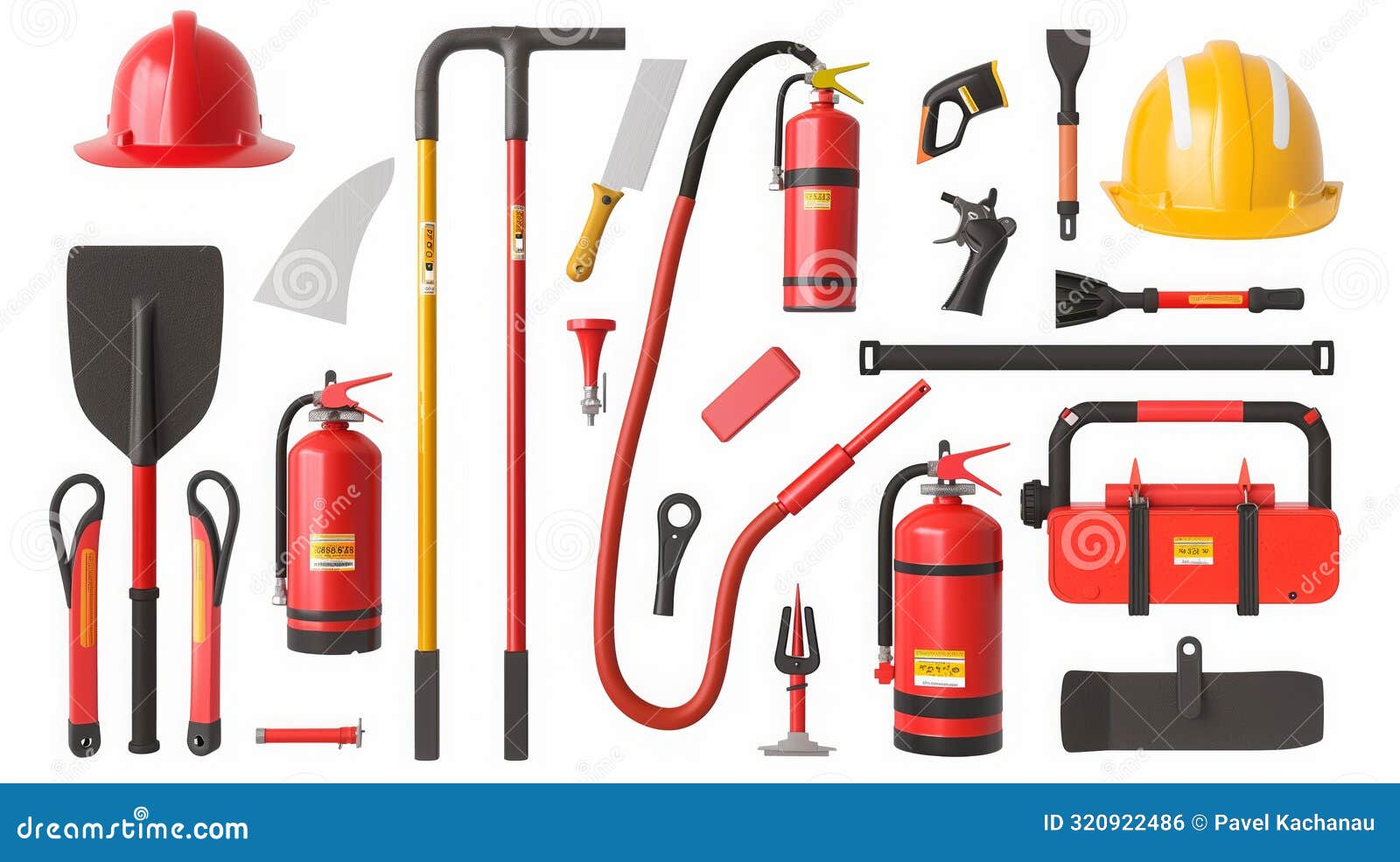 A Collection of Fire Tools and Safety Equipment Stock Photo - Image of ...