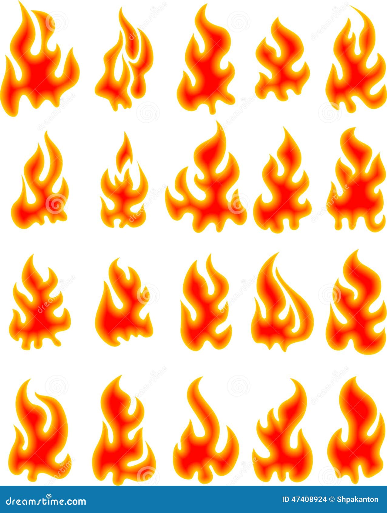 Collection of Fires Isolated on White Stock Vector - Illustration of ...