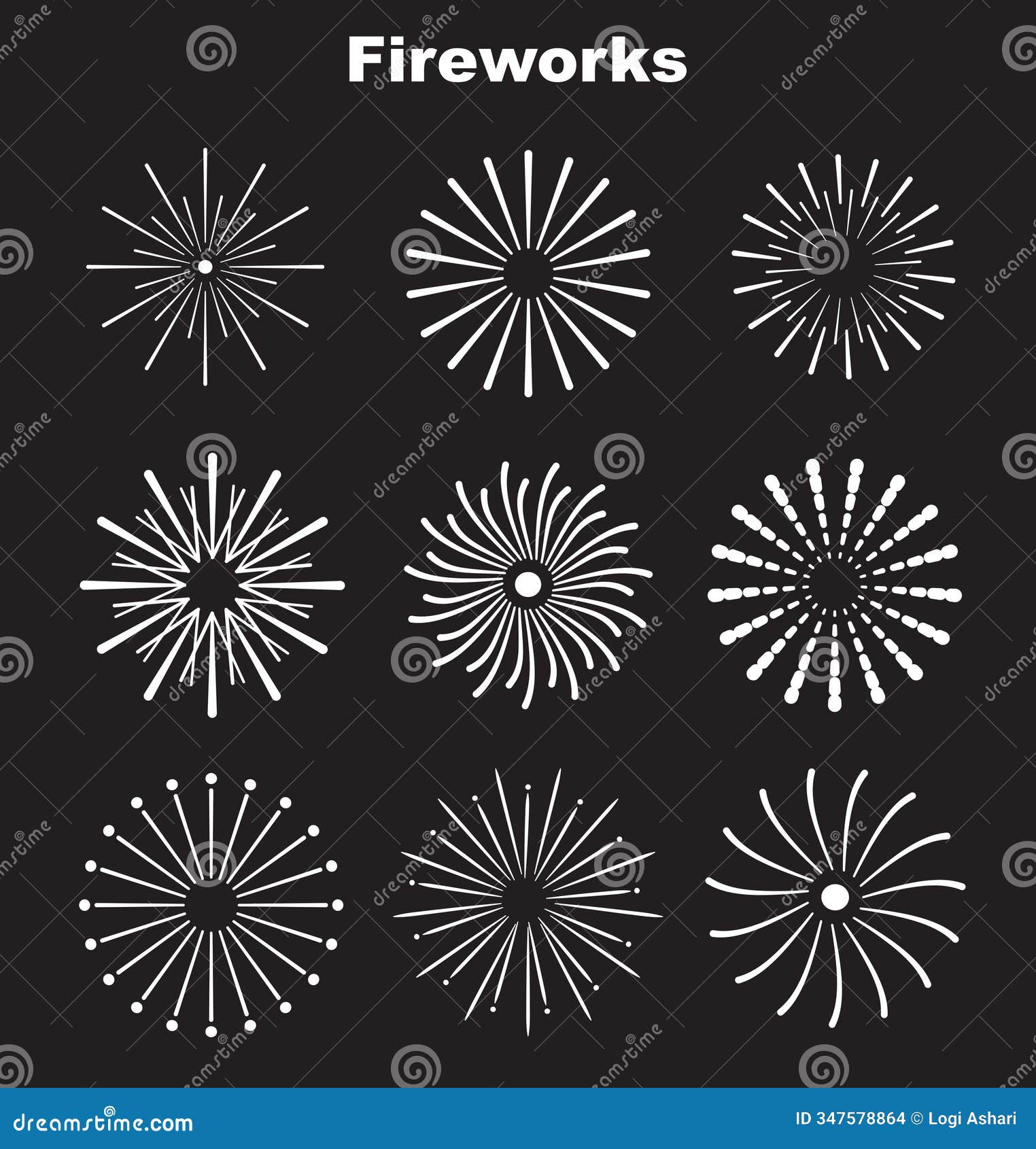 Collection of 9 Firework Exploding Stock Vector - Illustration of ...
