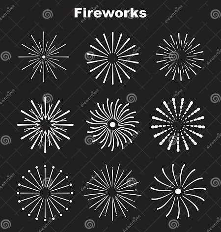 Collection of 9 Firework Exploding Stock Vector - Illustration of ...