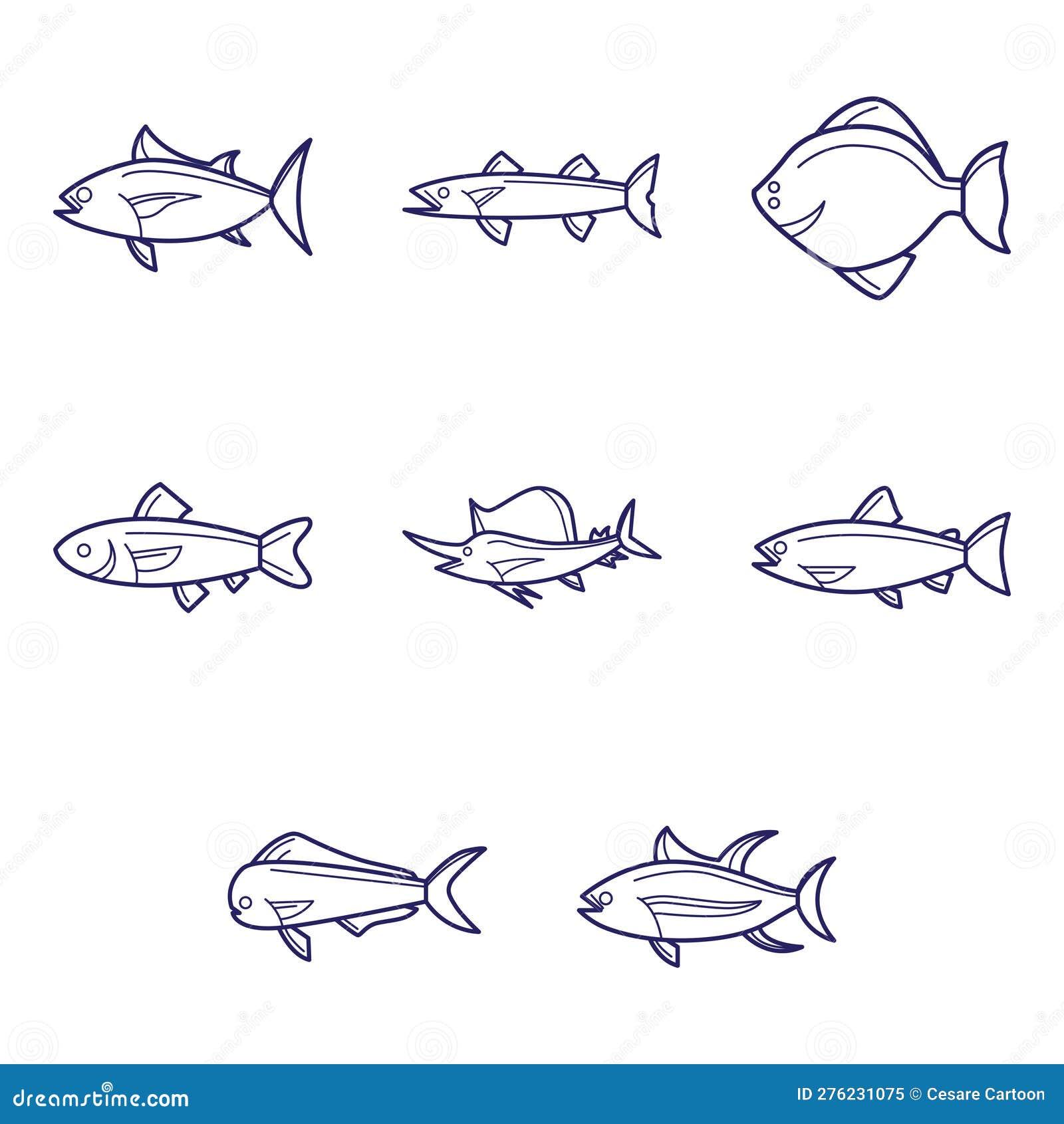 Fish icon set stock vector. Illustration of vector, design - 276231075