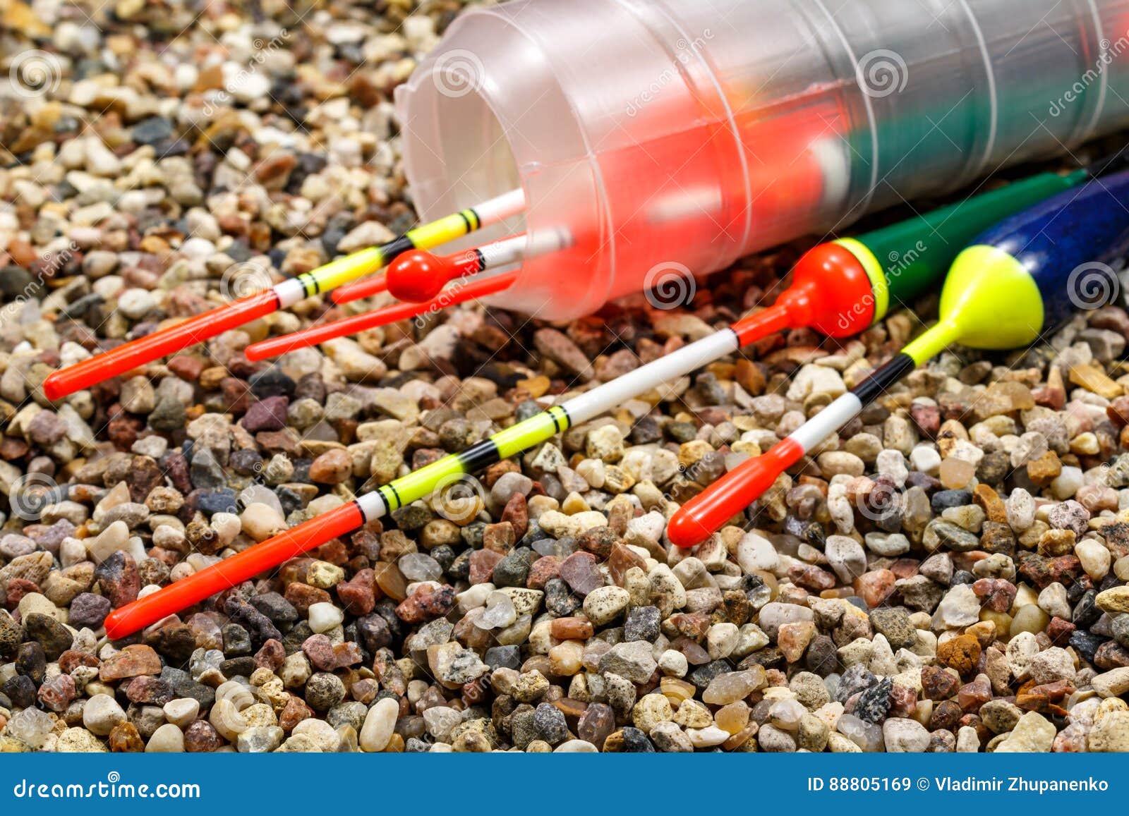 Collection of Fishing Floats in Storage Box on the Stony Ground Stock ...