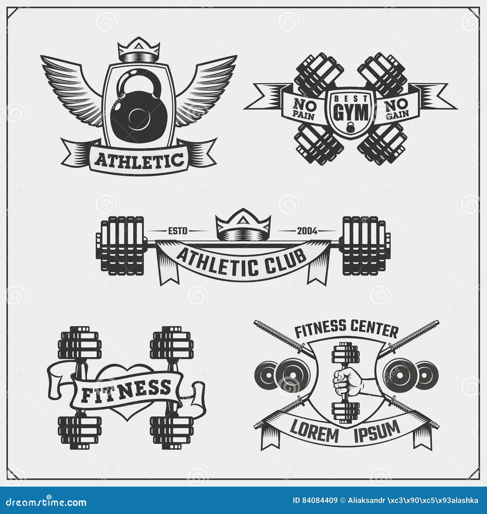 Collection of Fitness Labels, Emblems, Badges, Logos and Design ...